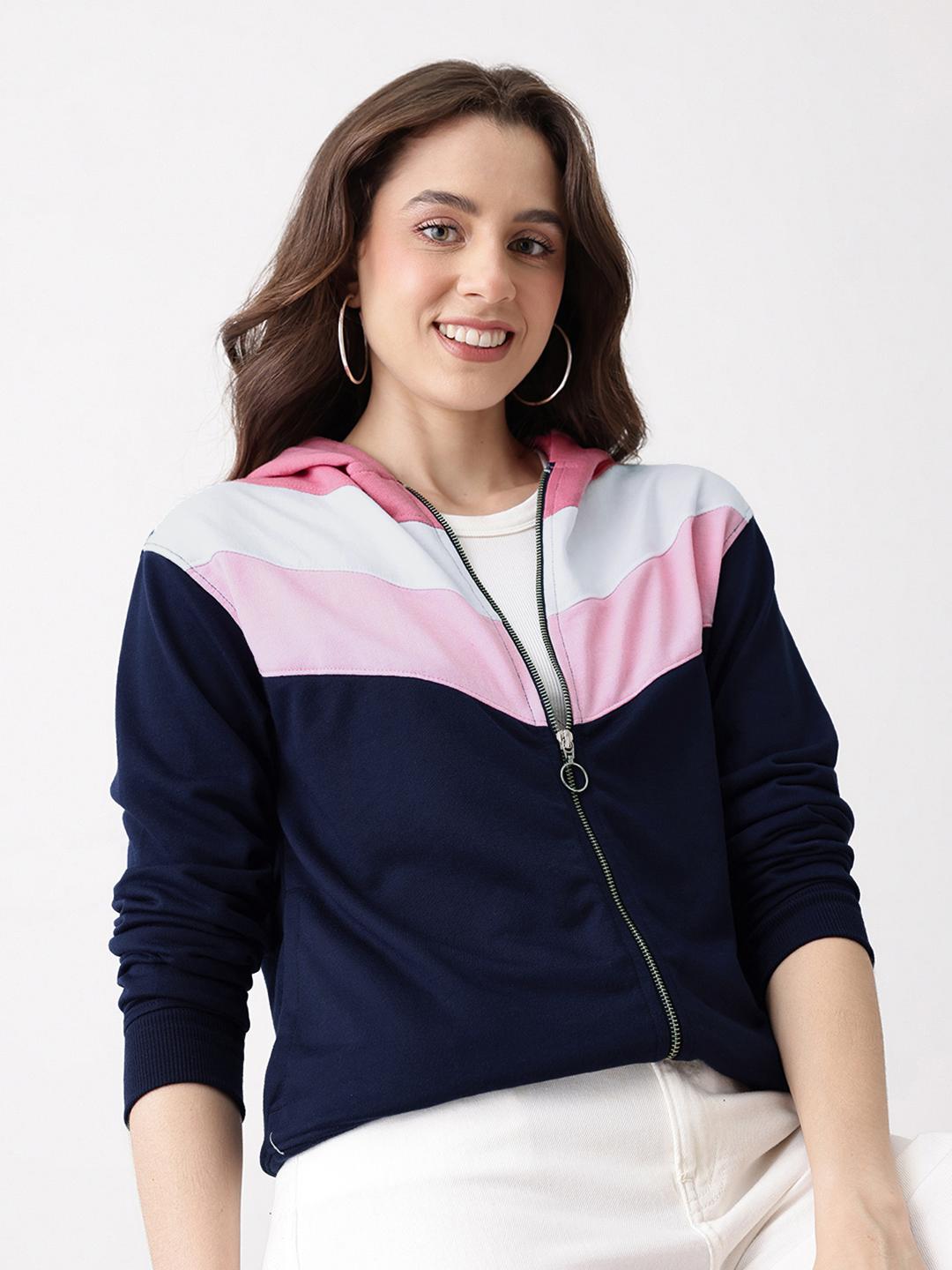 Buy Mast & Harbour Striped Hooded Zip Up Sweatshirt - Sweatshirts for ...