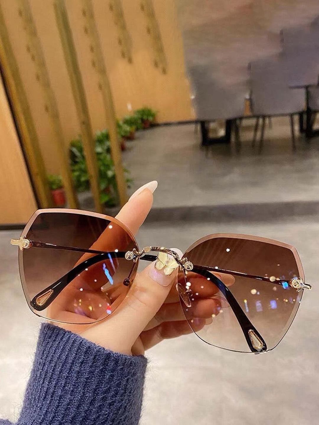 Buy Leeway Unisex Brown Lens & Gold Toned Square Sunglasses LW 1509 NEW ...