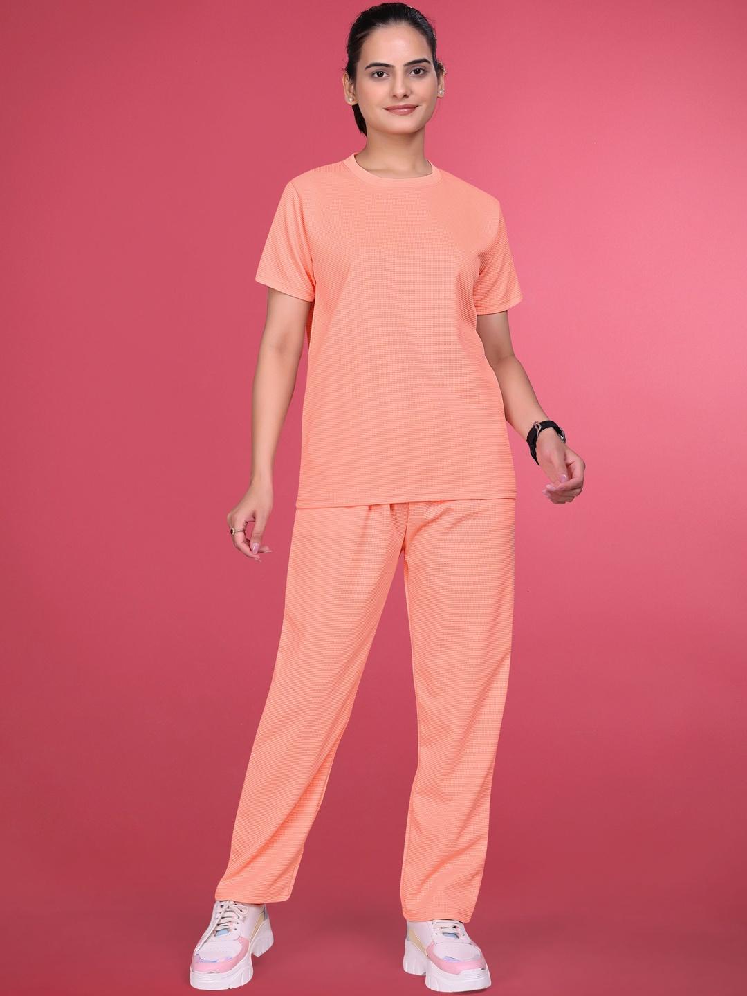 Buy SAKARMAA Women Peach Relaxed Fit Tracksuit - Tracksuits for Women ...