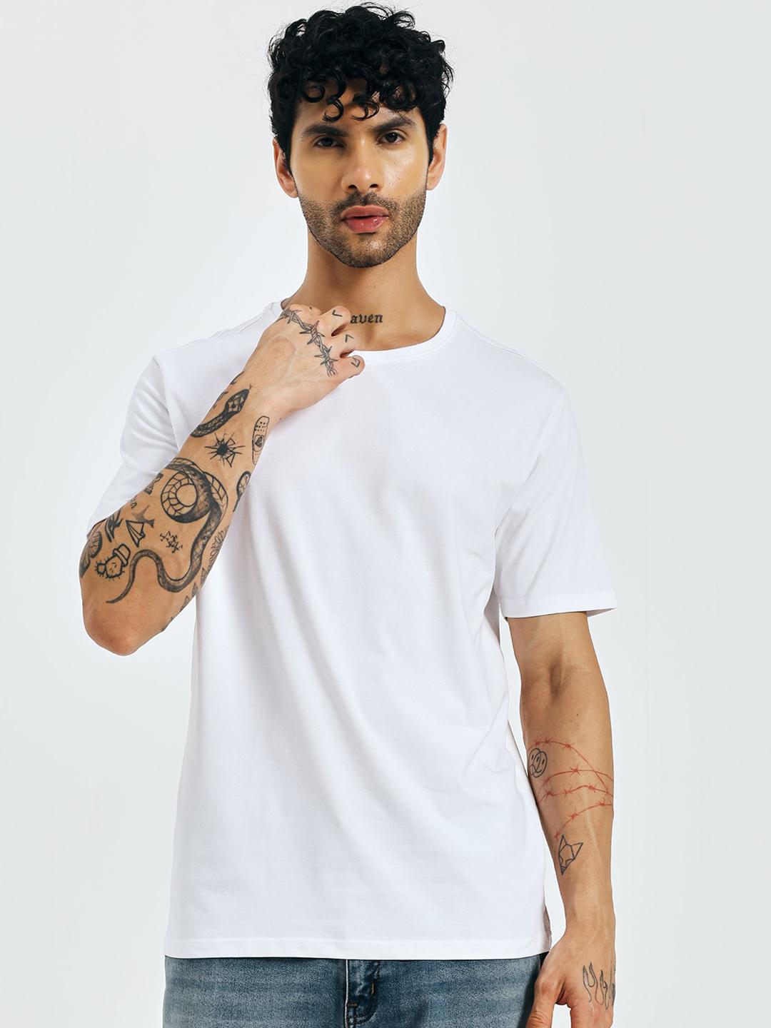 Buy KOR Men Solid Round Neck Cotton T Shirt - Tshirts for Men 36523766 ...