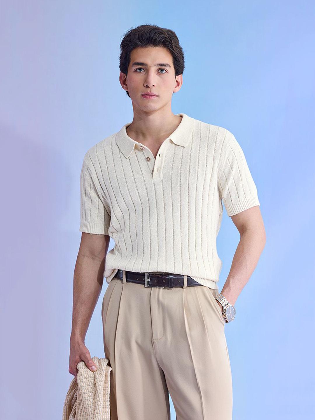 Buy Snitch Utopia Variegated Ribbed Relaxed Fit Polo T Shirt - Tshirts ...