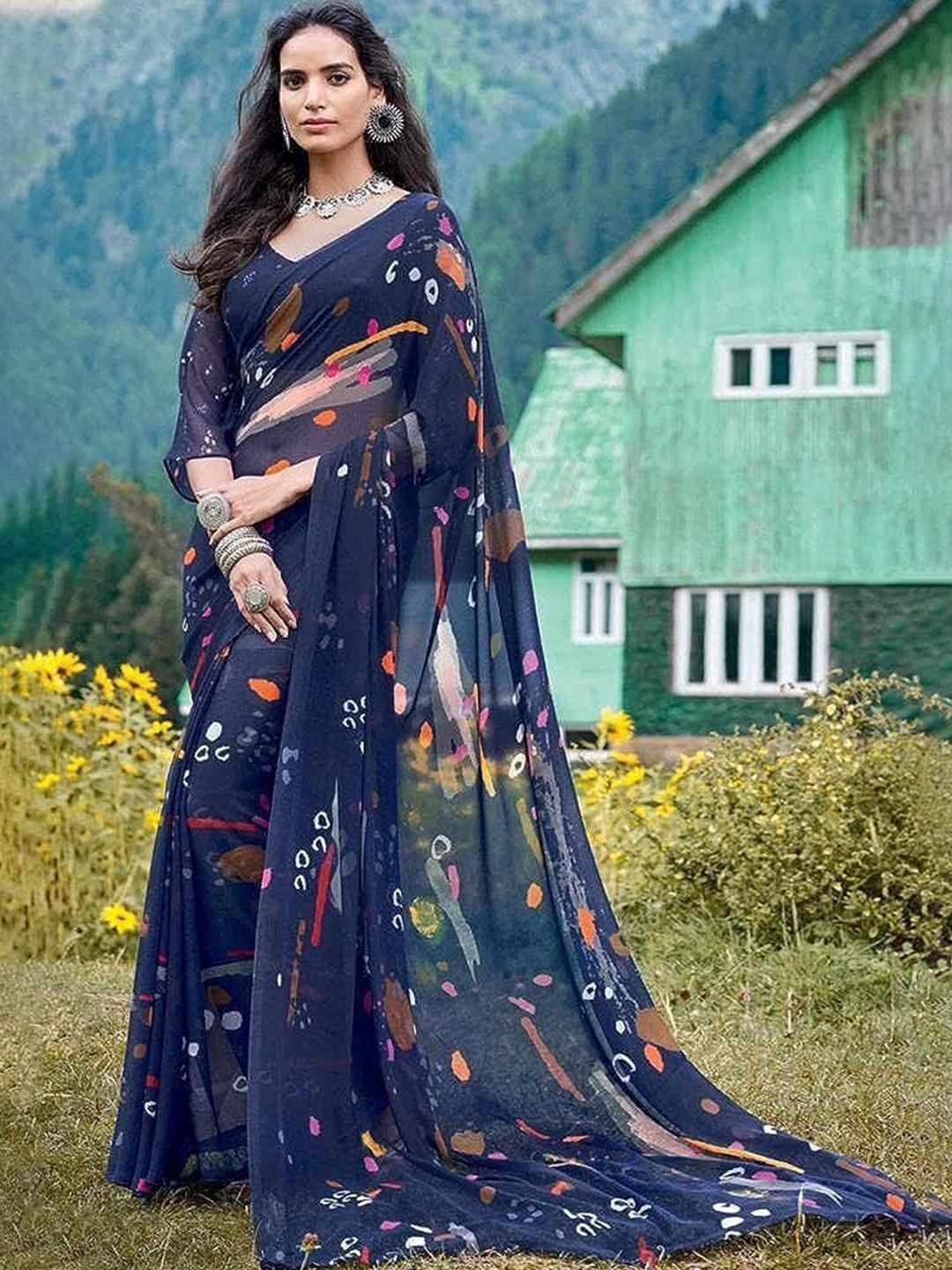 Buy S. R. TEXTILES Pure Georgette Saree - Sarees for Women 36495272 | Myntra