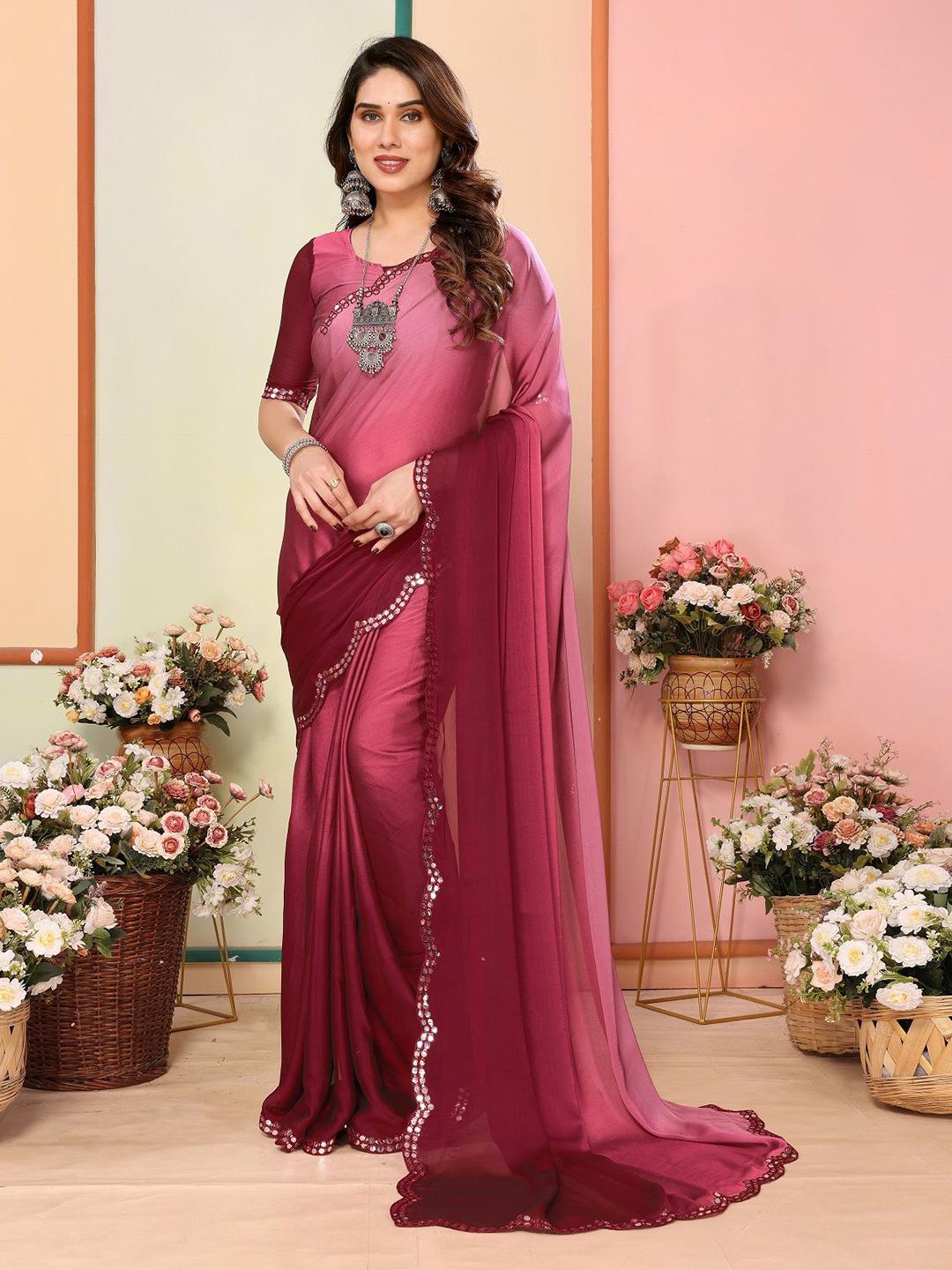 Buy DWIJA FASHION Ombre Mirror Work Saree - Sarees for Women 36496761 ...