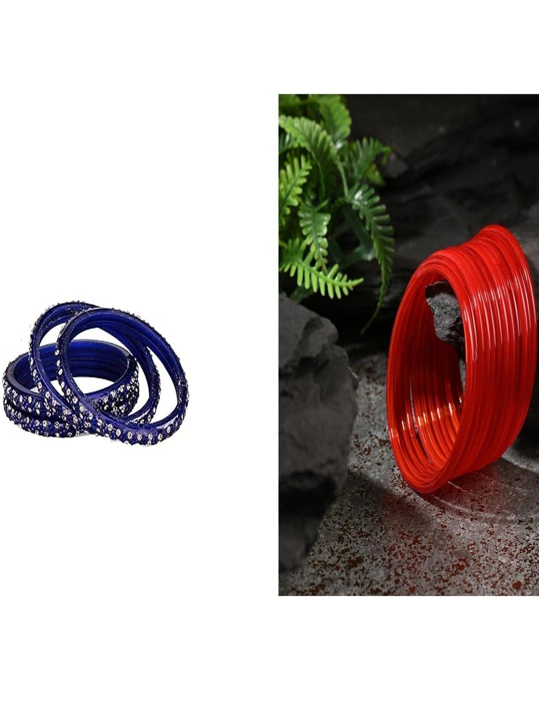Buy 1ST TIME Set Of 16 Blue Alloy Artificial Stones & Beads Bangles ...