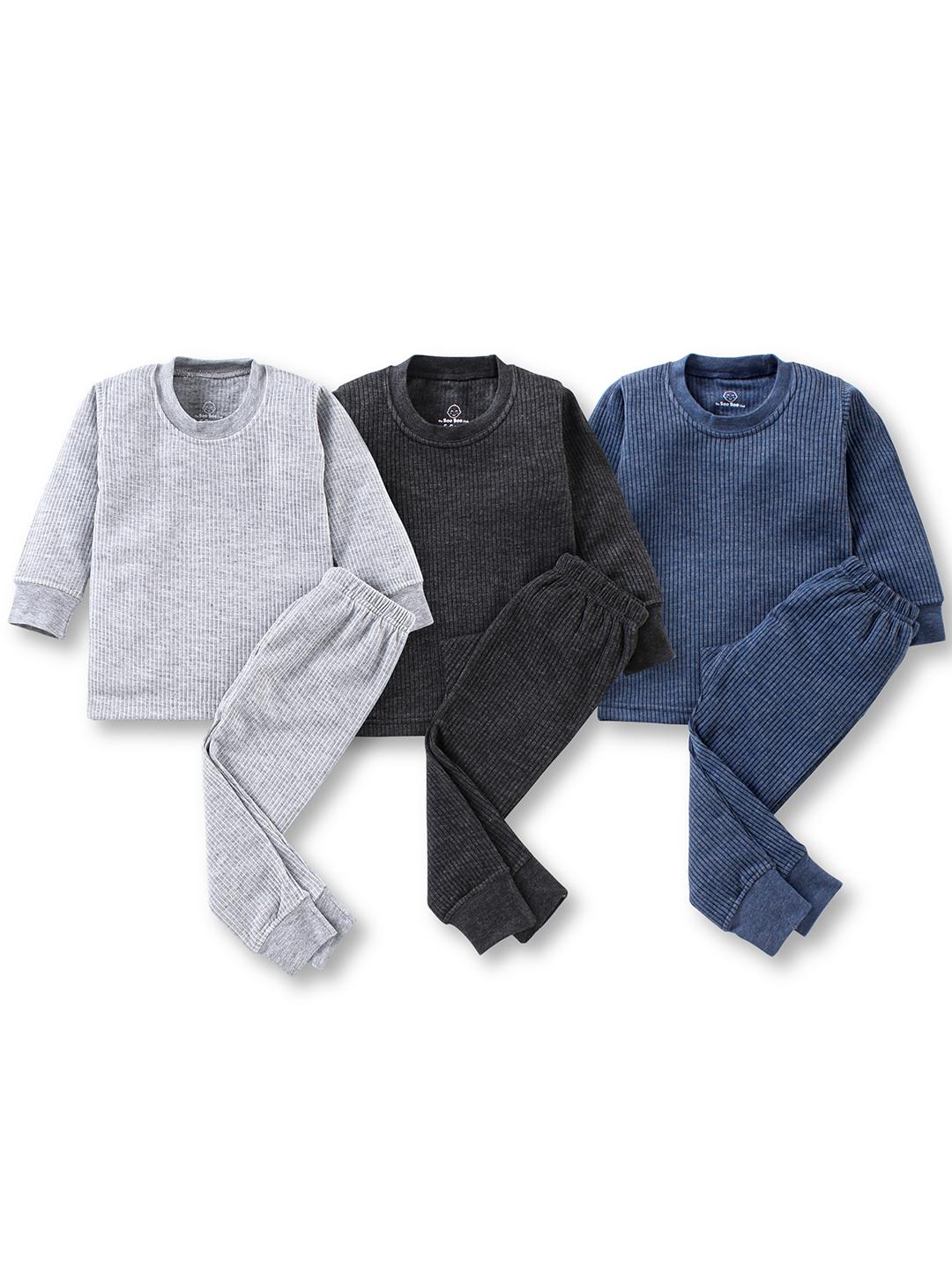 Buy The Boo Boo Club Kids Pack Of 3 Ribbed Cotton Thermal Set - Thermal ...