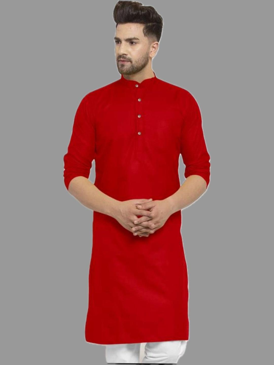 Buy ANUJ FASHION Men Red Solid Kurta - Kurtas for Men 36564304 | Myntra
