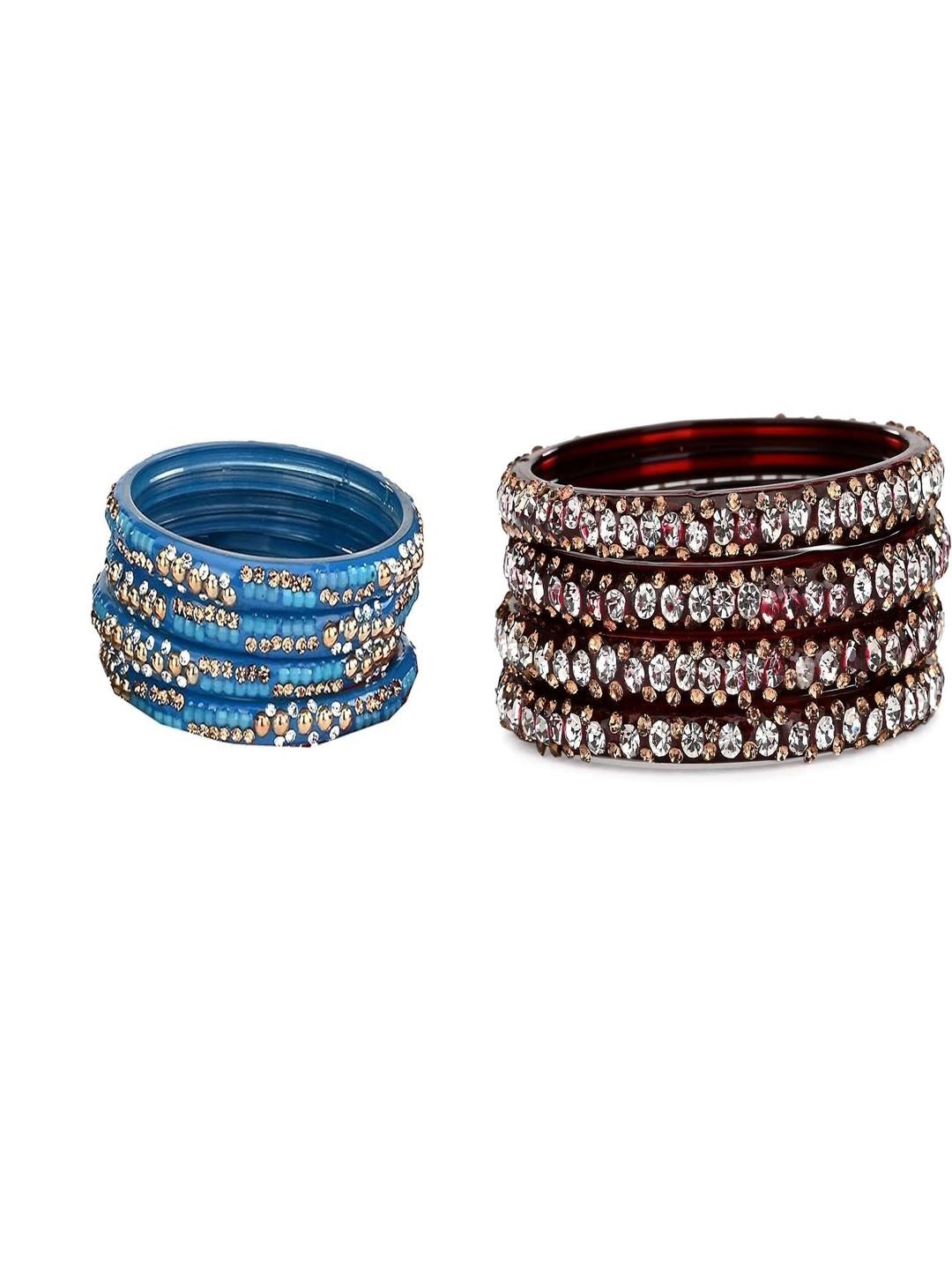 Buy 1ST TIME Set Of 8 Blue Alloy Bangle - Bangle for Women 36554841 ...