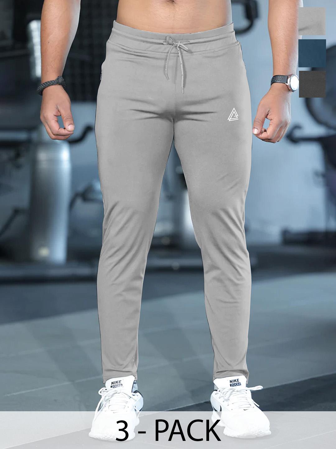 Buy FTX Men Pack Of 3 Regular Fit Mid Rise Dry Fit Track Pants - Track ...