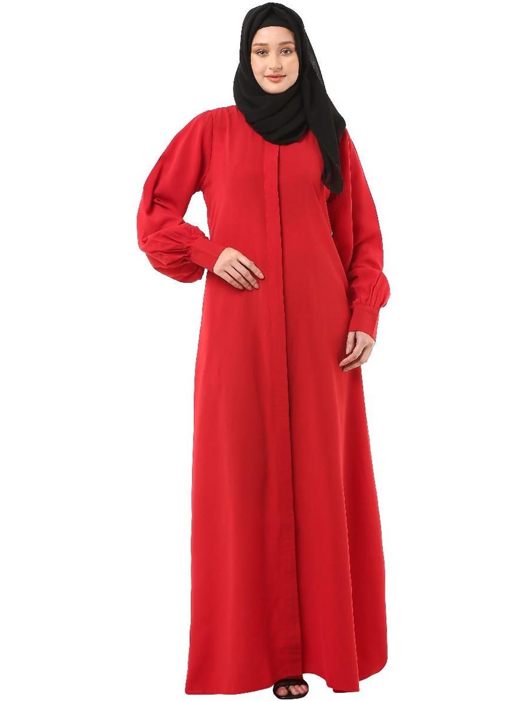 Buy BT Being Traditional Women Red Round Neck Front Open Long Sleeves ...