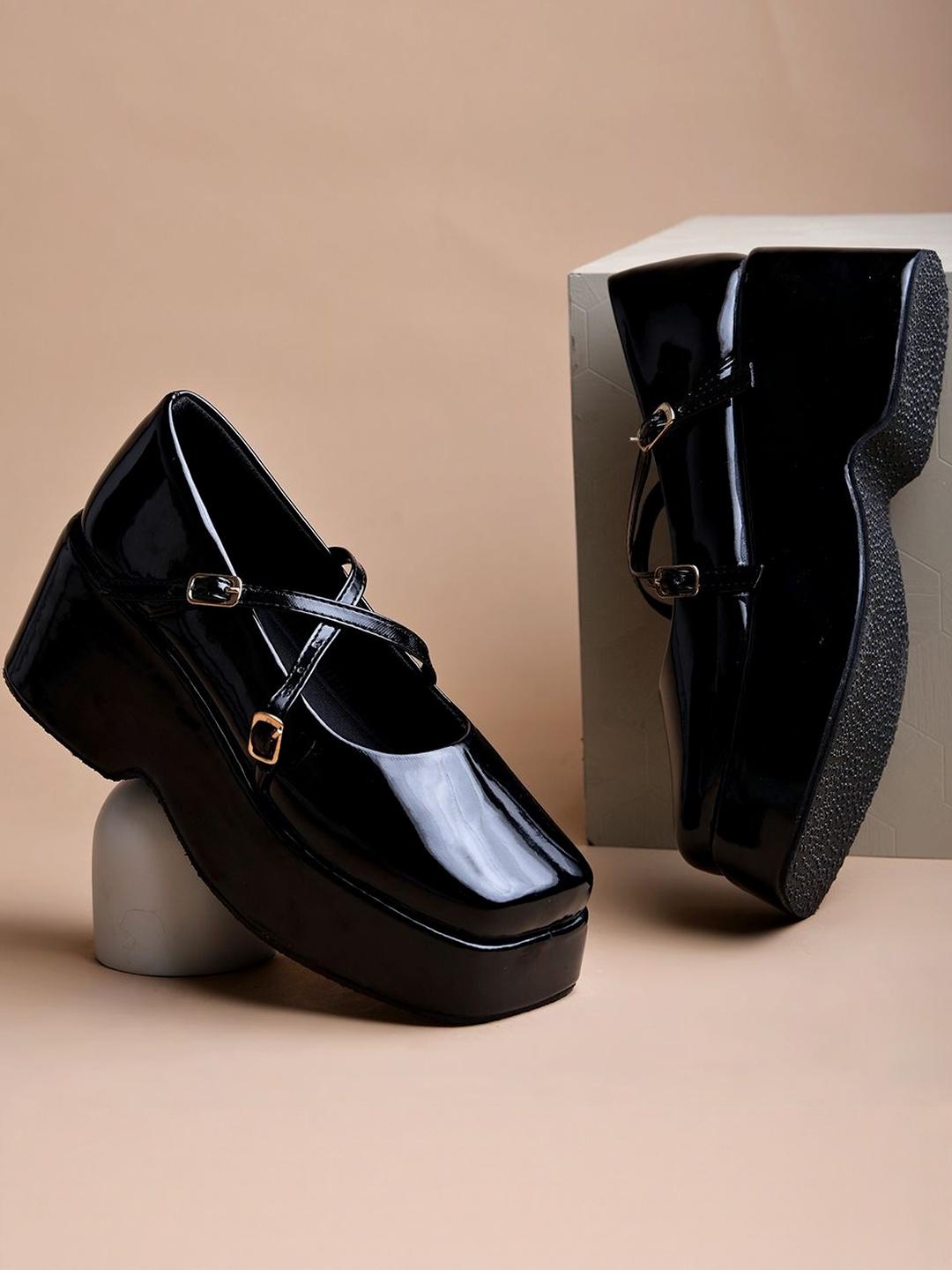 Buy Stylestry Girls Synthetic Patent Block Pump Heels - Heels for Girls ...