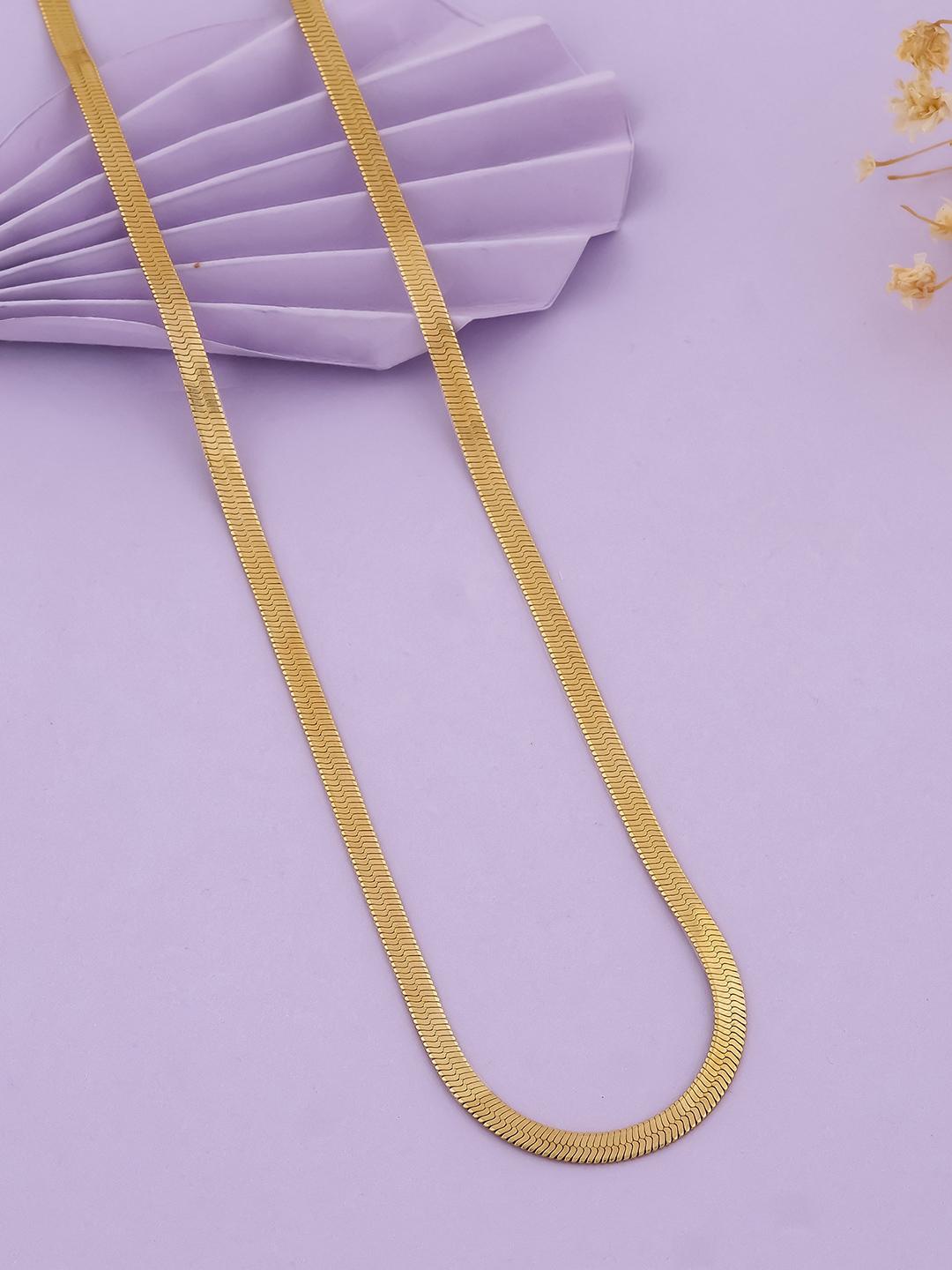 Buy QUERALT Stainless Steel Brass Plated Minimal Chain - Necklace And ...