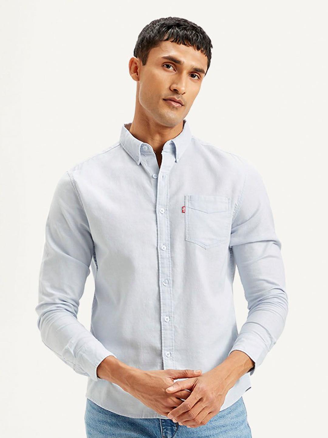 Buy Levis Men Classic Slim Fit Solid Button Down Collar Cotton Casual ...
