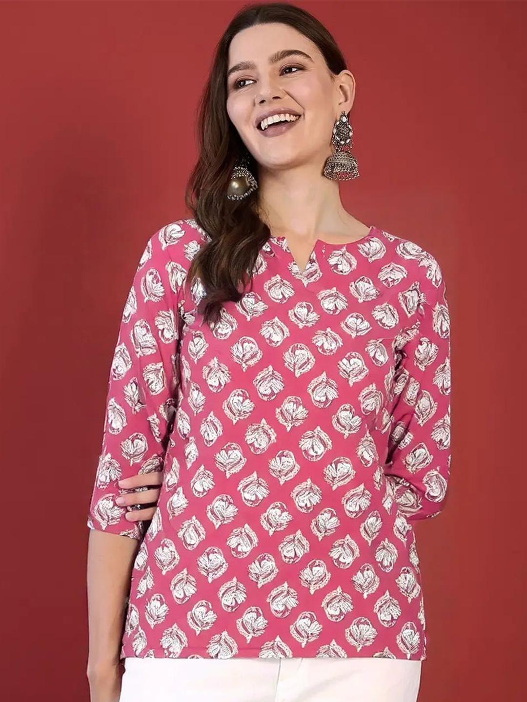 Buy Anouk Rustic Women Ethnic Motifs Printed Notch Neck Short Kurti ...