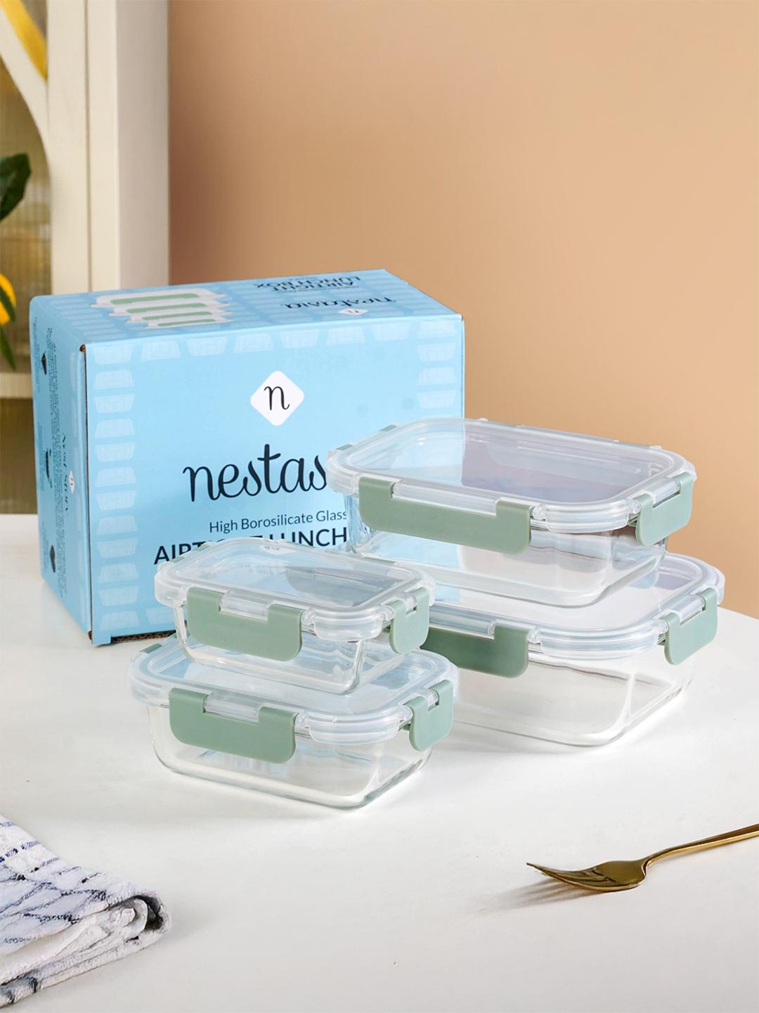 Buy Nestasia Unisex Transparent 4 Pieces Leakproof Borosilicate Glass ...