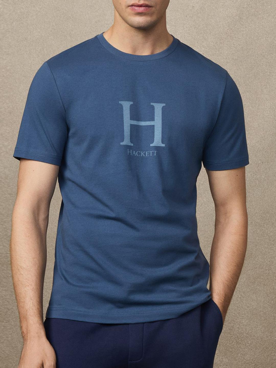 Buy HACKETT LONDON Brand Logo Printed Pure Cotton T Shirt - Tshirts for ...