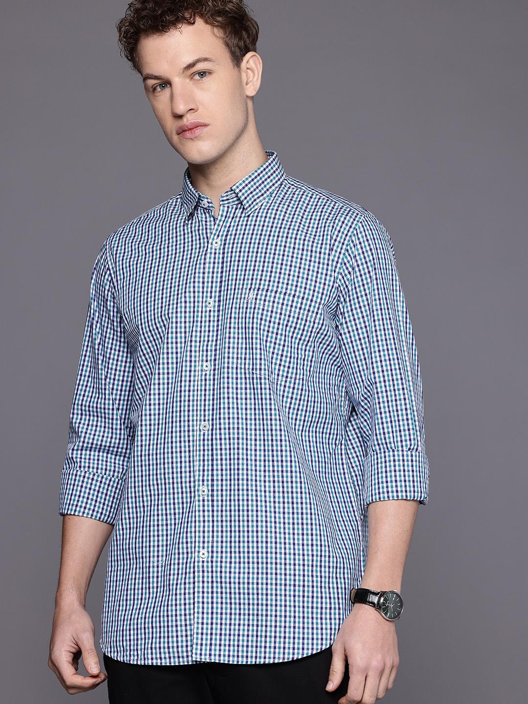 Buy Raymond Contemporary Slim Fit Checked Pure Cotton Casual Shirt ...