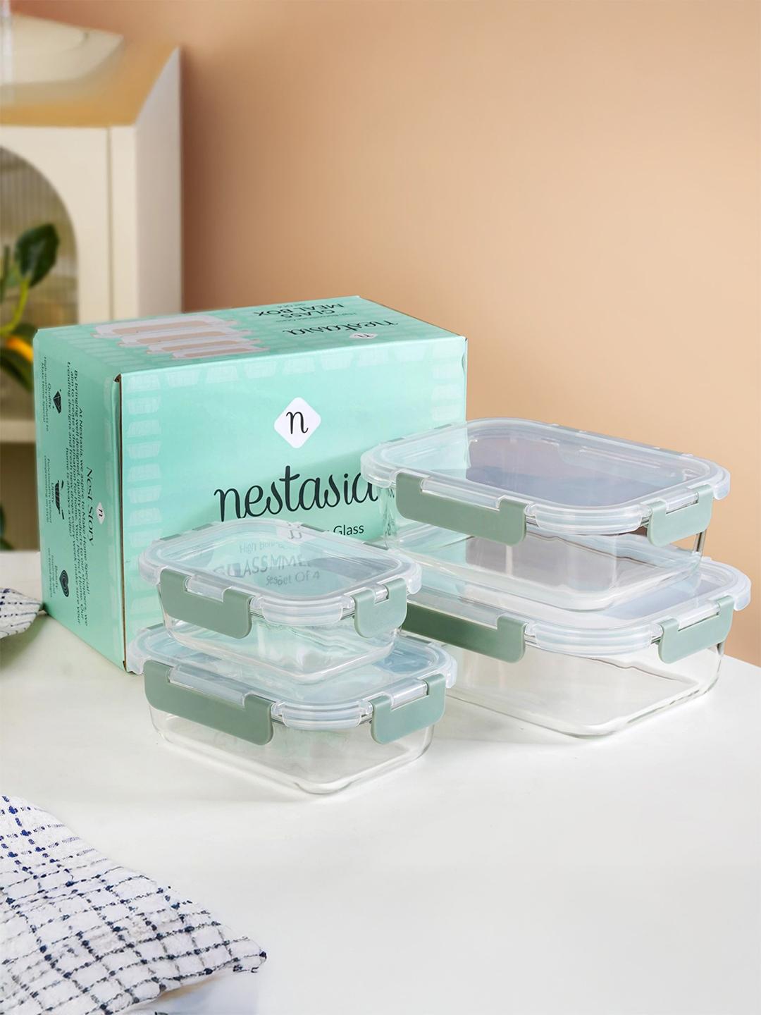 Buy Nestasia Unisex Transparent 4 Pieces Microwave Safe Borosilicate ...