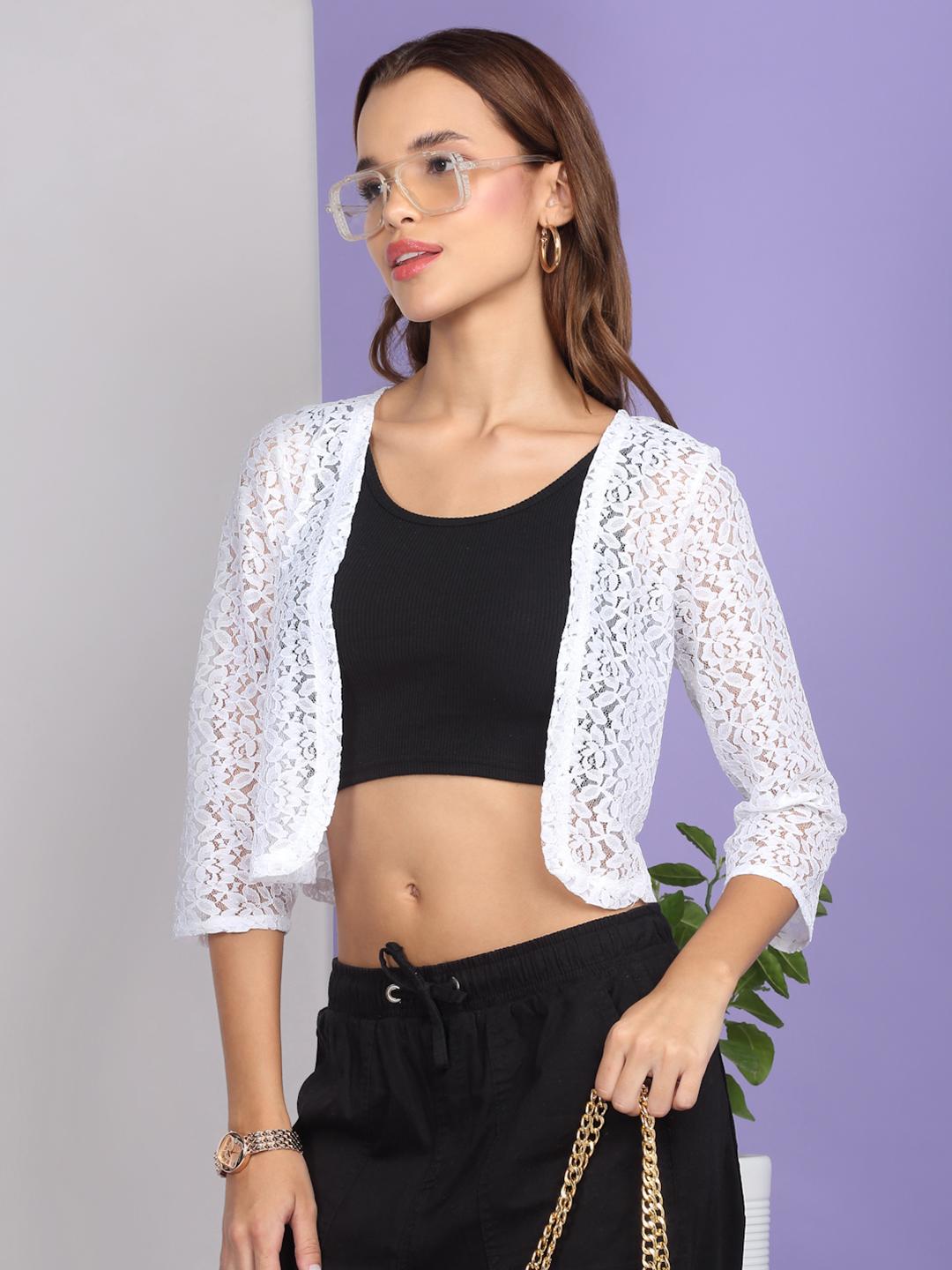 Buy Dressitude Self Designed Cotton Open Front Shrug - Shrug for Women ...