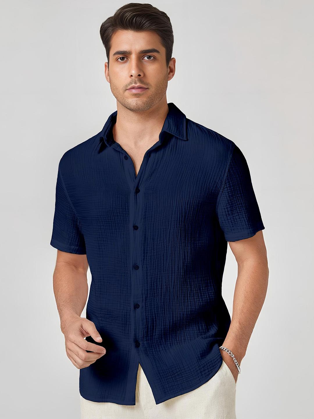 Buy WEBRIC Standard Spread Collar Textured Cotton Opaque Shirt - Shirts ...