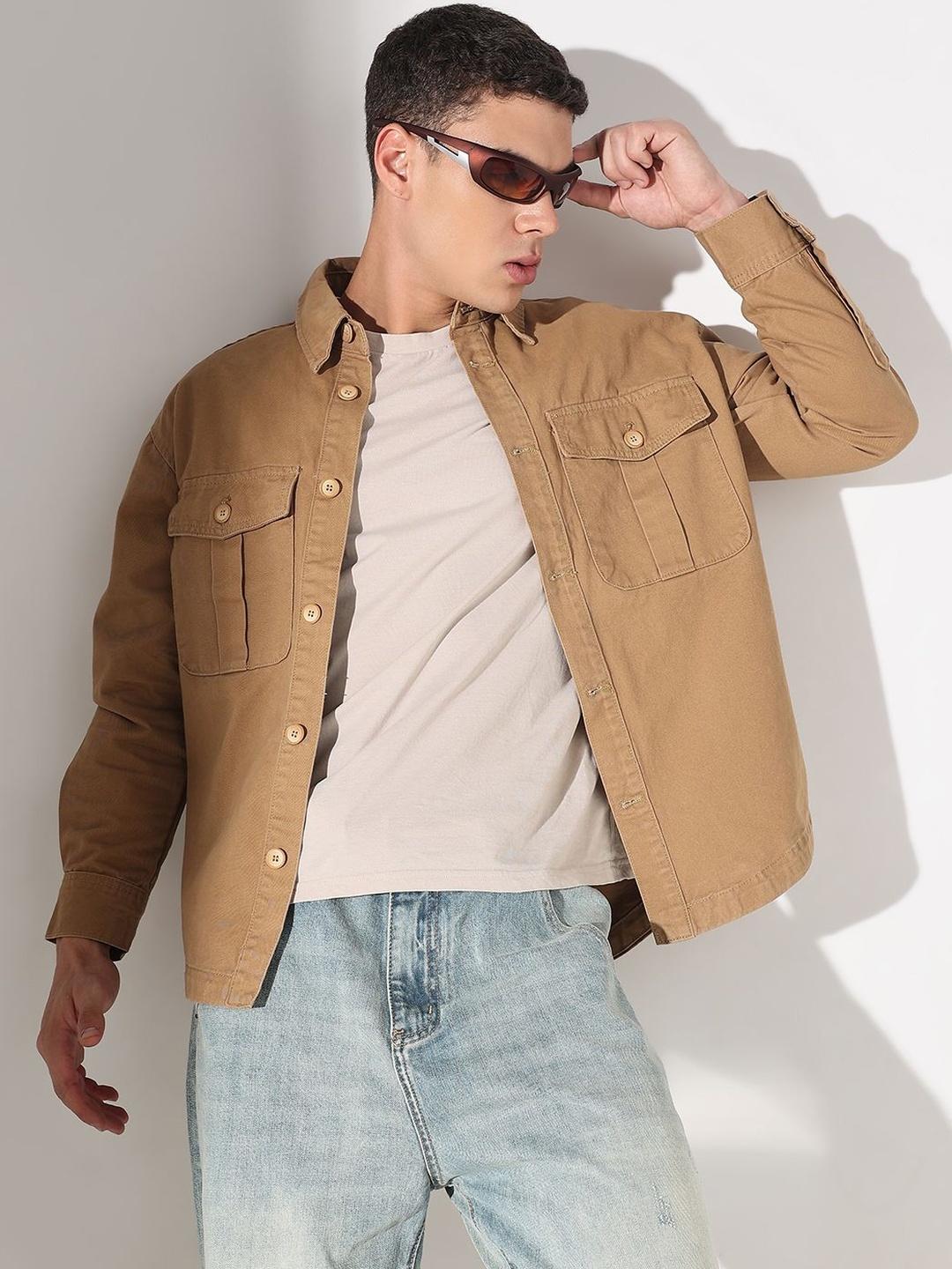 Buy SHOWOFF Edition Men Brown Shacket - Shackets for Men 36618201 | Myntra