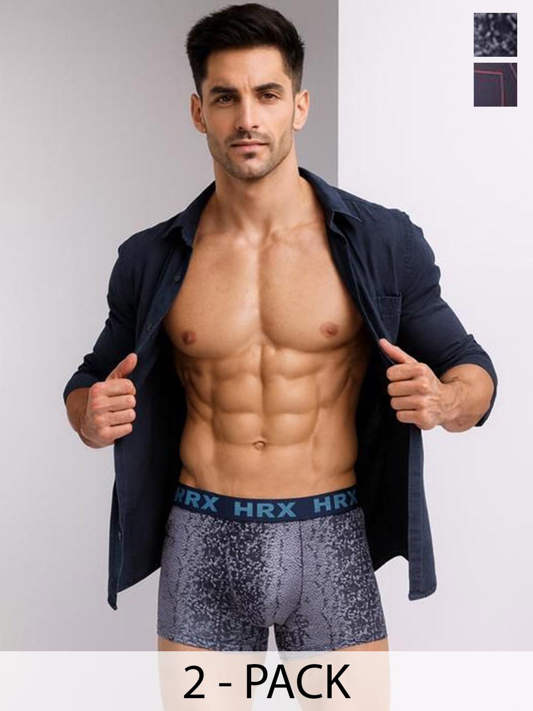 Buy HRX By Hrithik Roshan Pack Of 2 Printed Short Trunks RE HTO PV ...