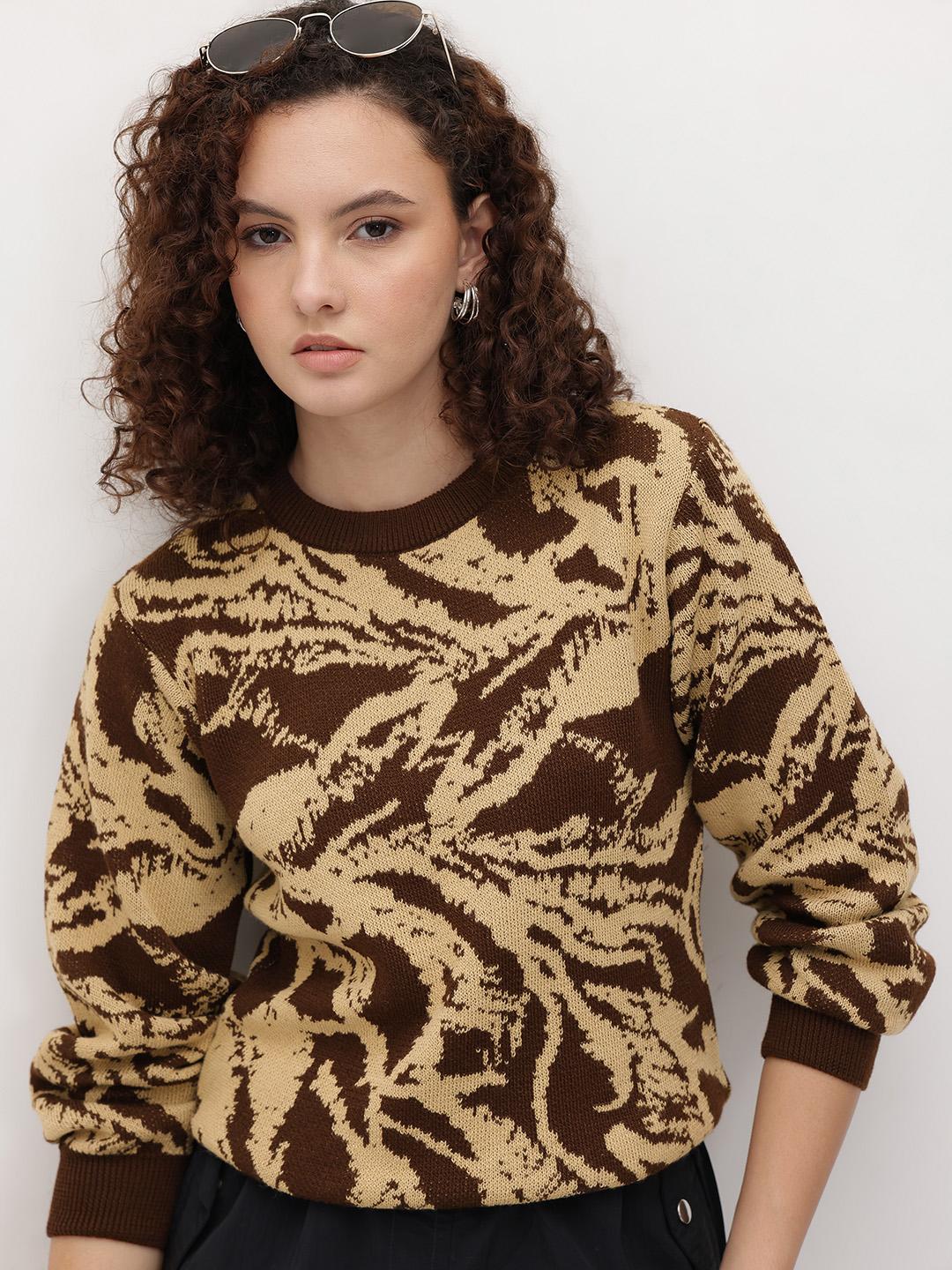 Buy The Roadster Life Co. Abstract Print Sweater - Sweaters for Women ...