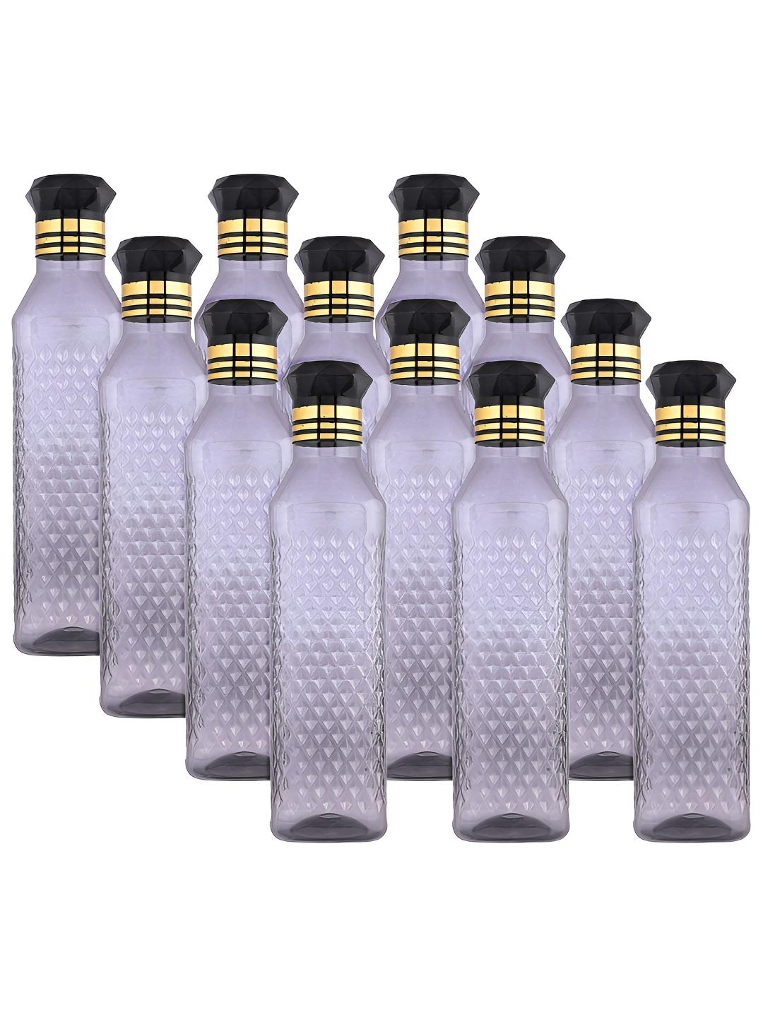Buy Aura Black & Gold Toned 12 Pieces Textured Water Bottles 1 L Each ...
