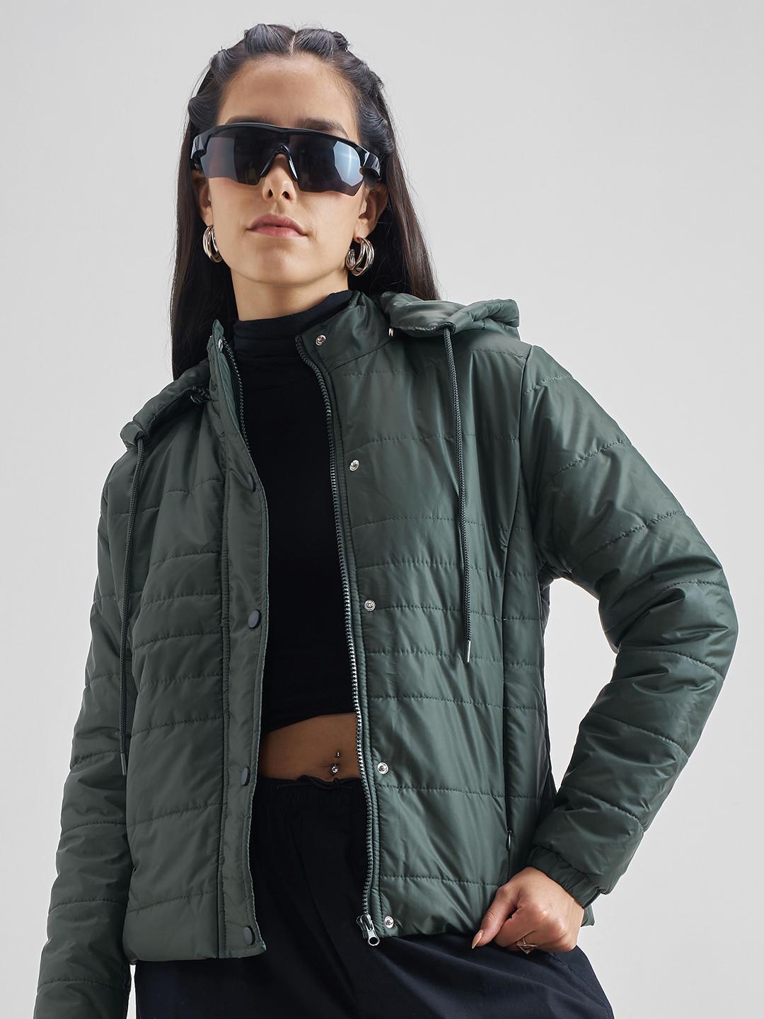 Buy Tokyo Talkies Women Green Solid Puffer Jacket - Jackets for Women 12973090 | Myntra