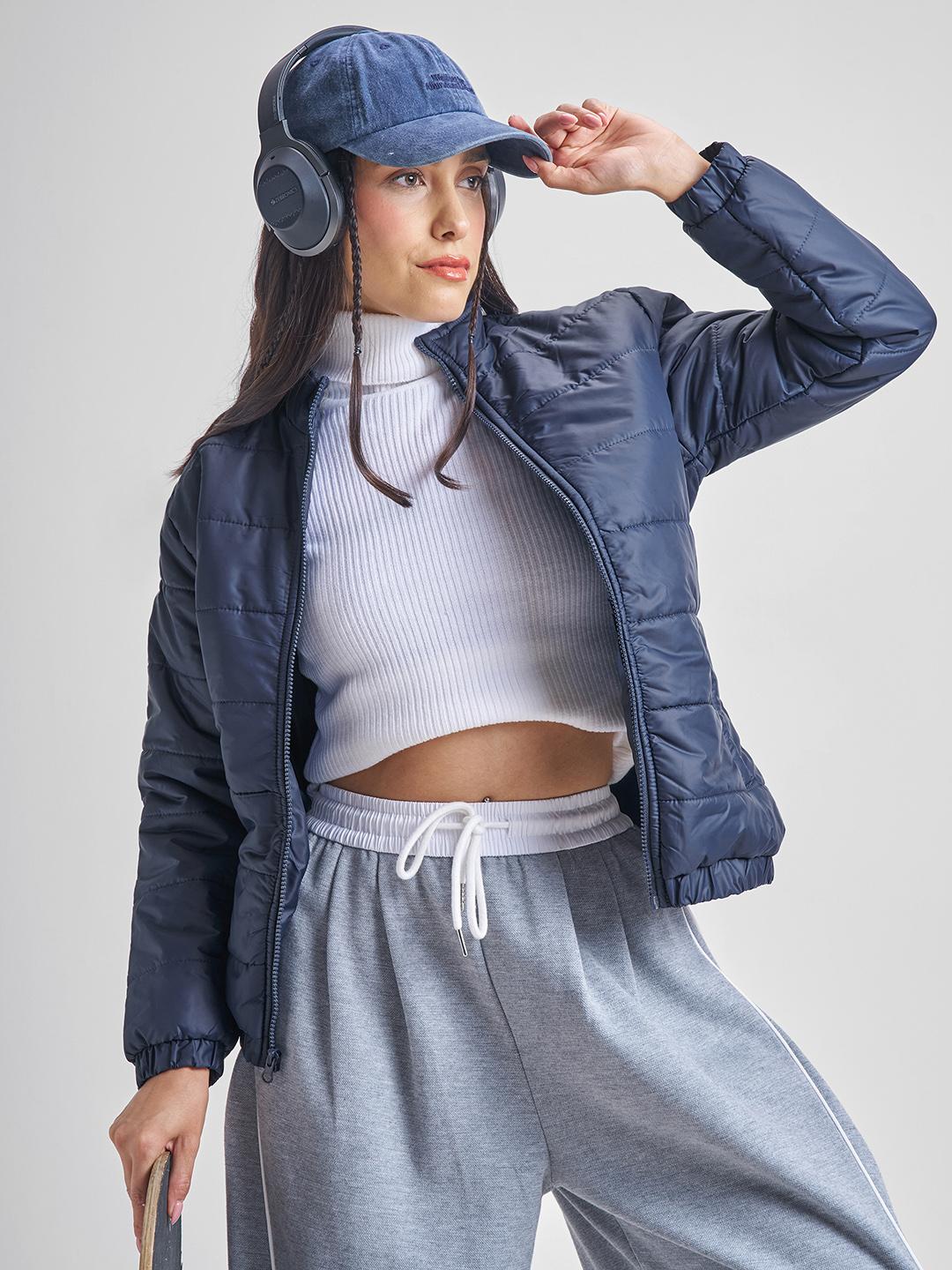 Buy Tokyo Talkies Women Navy Blue Padded Jacket - Jackets for Women ...