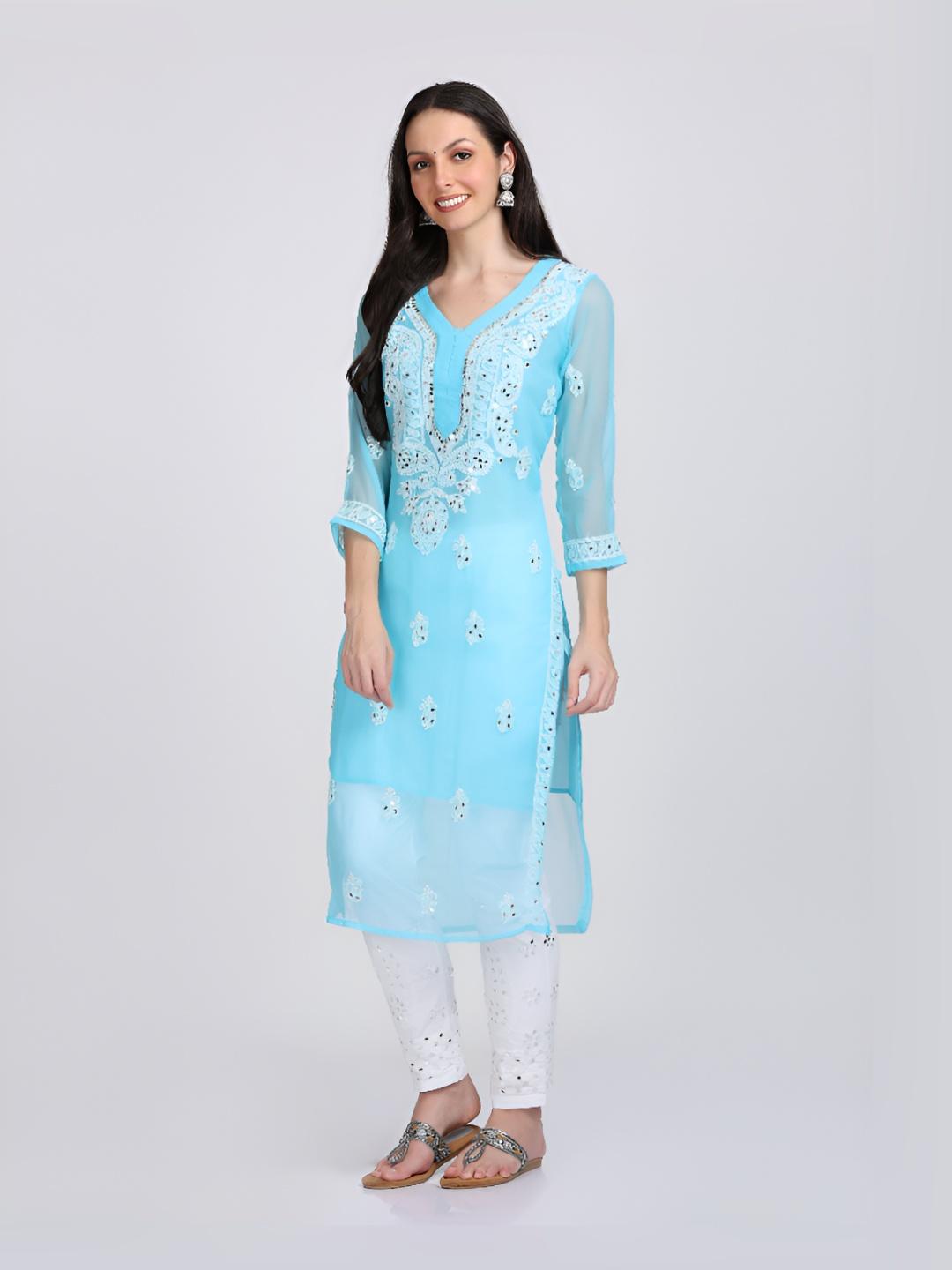 Buy KHAKA Women Ethnic Motifs Embroidered Kurta With Churidar - Kurta ...