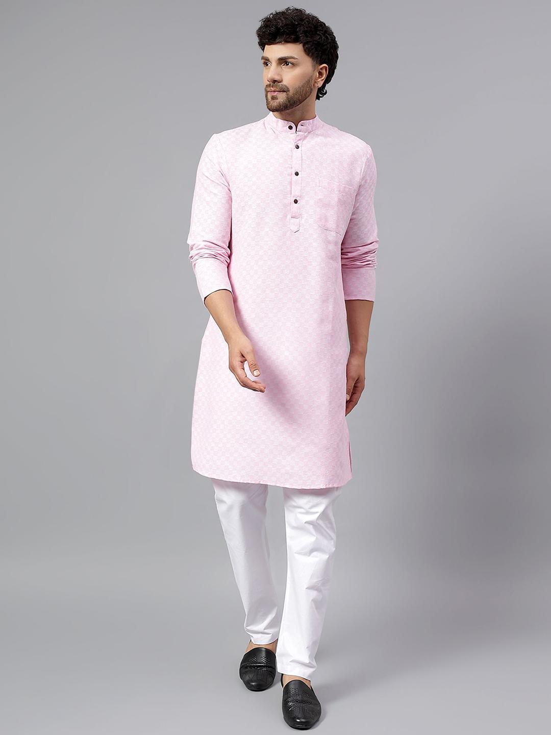 Buy Latest Chikan Garments Men Geometric Self Design Kurta With Pyjamas ...