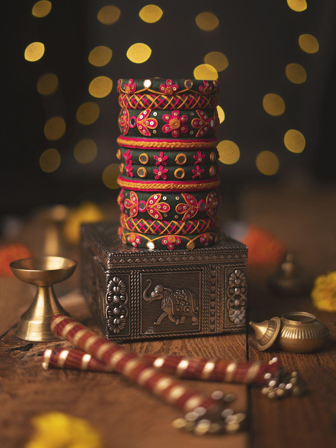 Buy Taasha Craft Set Of 10 Thread Work With Mirror Design And Sequence ...