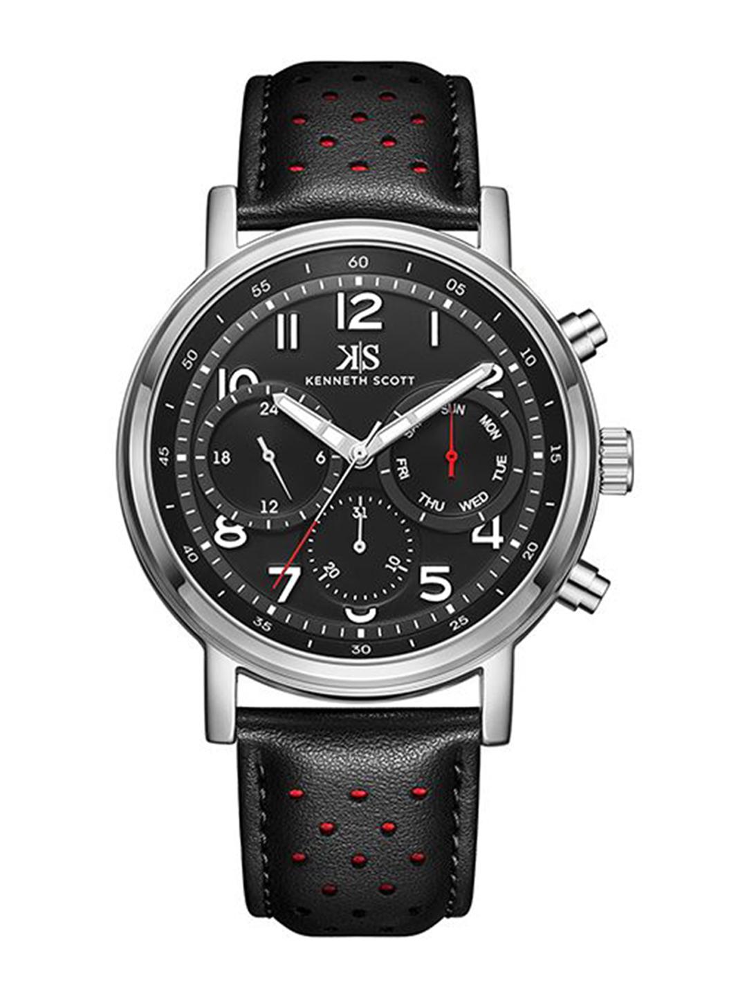 Buy KENNETH SCOTT Men Printed Dial & Leather Straps Analogue Watch ...