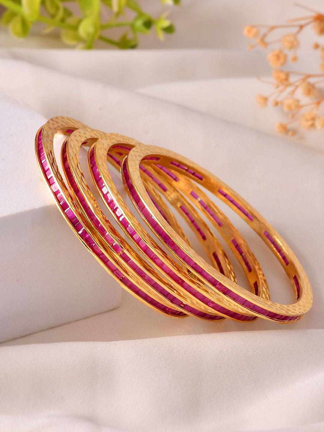 Buy Silvermerc Designs Set Of 4 Gold Plated Artificial Stone Studded Bangles - Bangle for Women ...