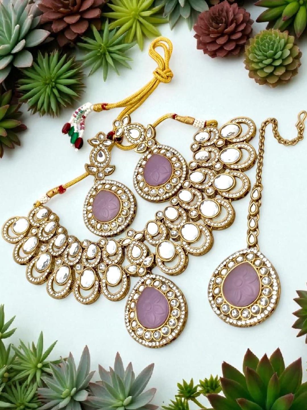 Buy BFC BUY FOR CHANGE Women Gold Plated Stone Studded Lavender Color ...