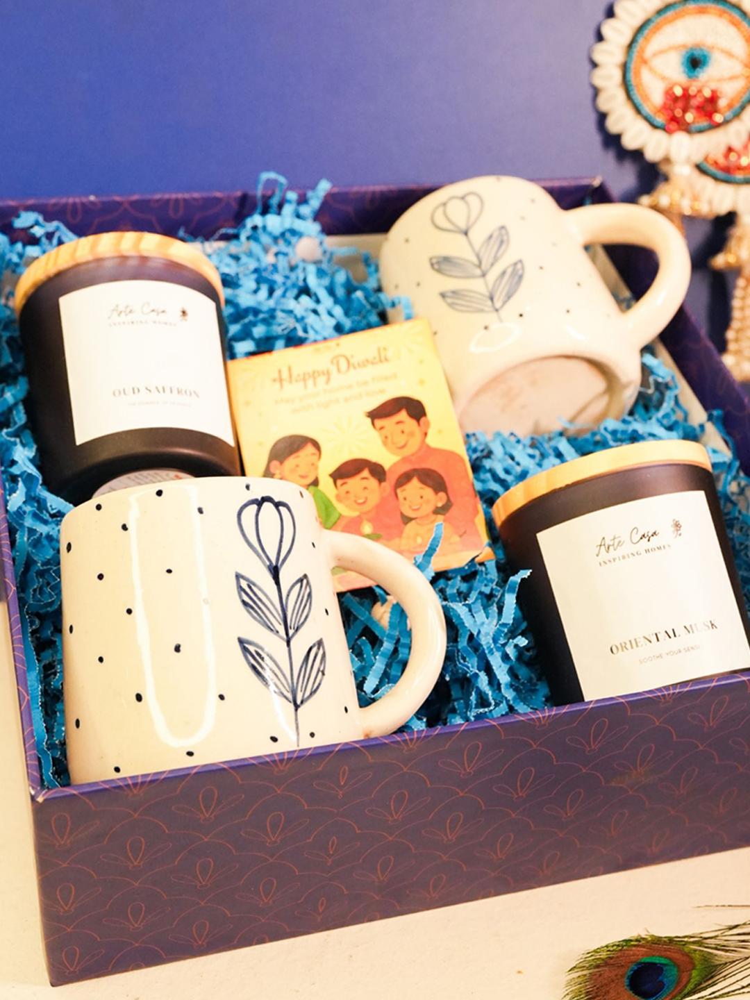 Buy ArteCasa Beige & Black 6 Pieces Sips & Sparks Printed Ceramic Home Gift Set - Home Gift Sets ...