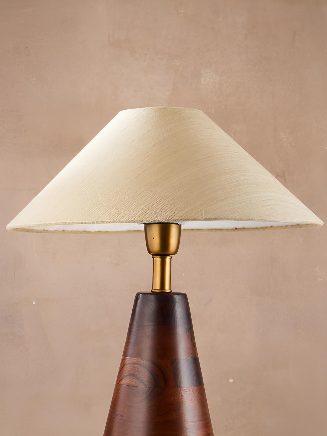 Buy Fabindia Beige & Brown Textured Cotton Frustum Shaped Table Lamp ...