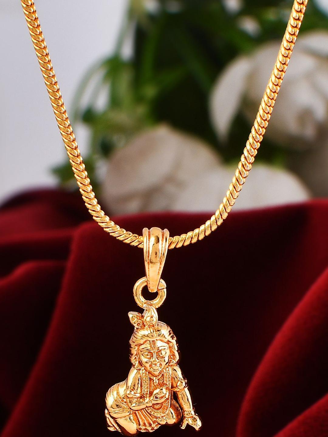 Buy PYR FASHION Men Gold Plated Lord Krishna Shaped Temple Pendant With ...