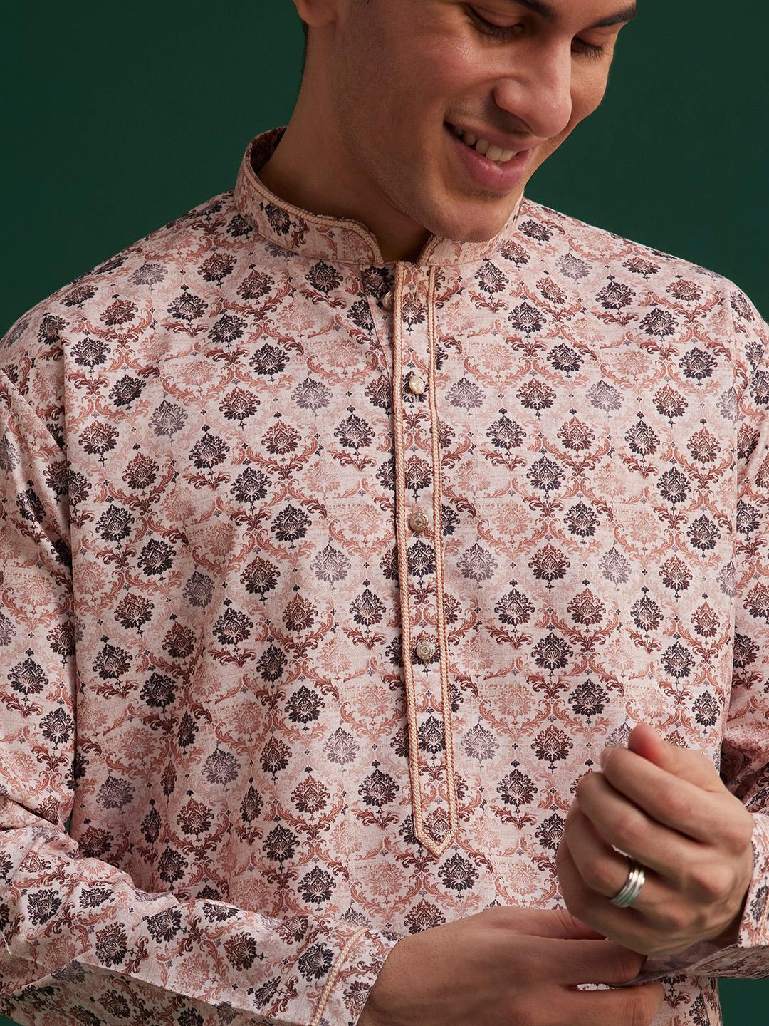 Buy KALKI Fashion Men Ethnic Motifs Printed Regular Kurta With Trousers ...