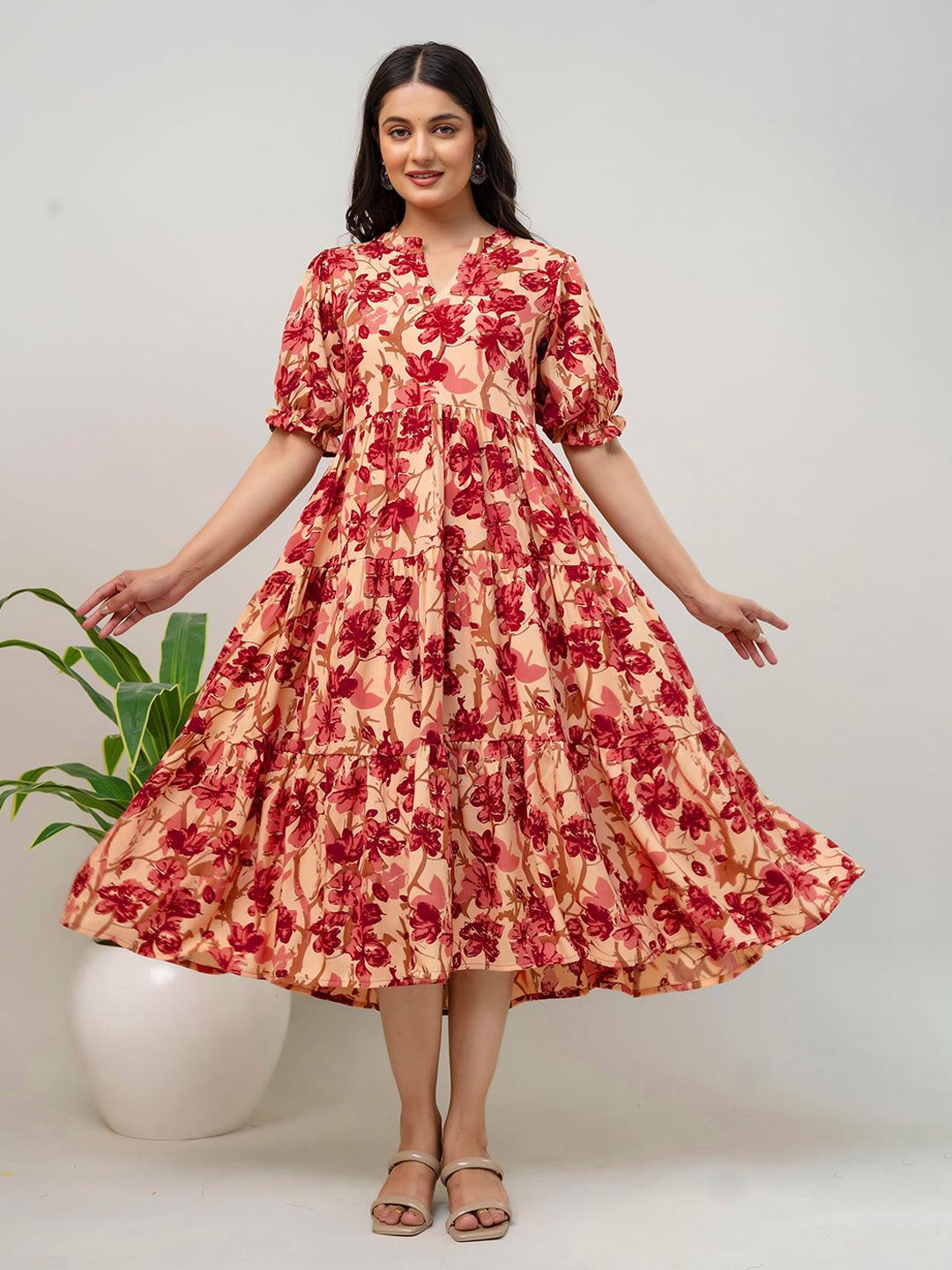 Buy PRESHA Women Floral Printed Block Print Daily Cotton Anarkali Kurta ...