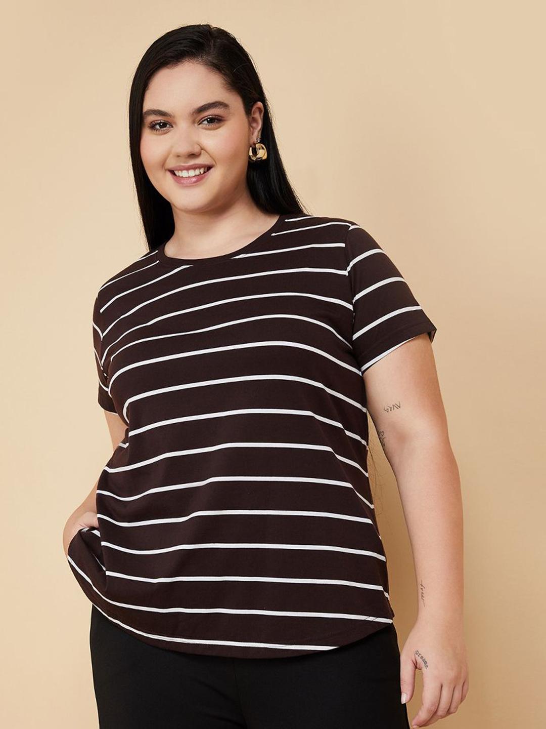 Buy Max Striped Round Neck Short Sleeves Cotton T Shirt - Tshirts for ...