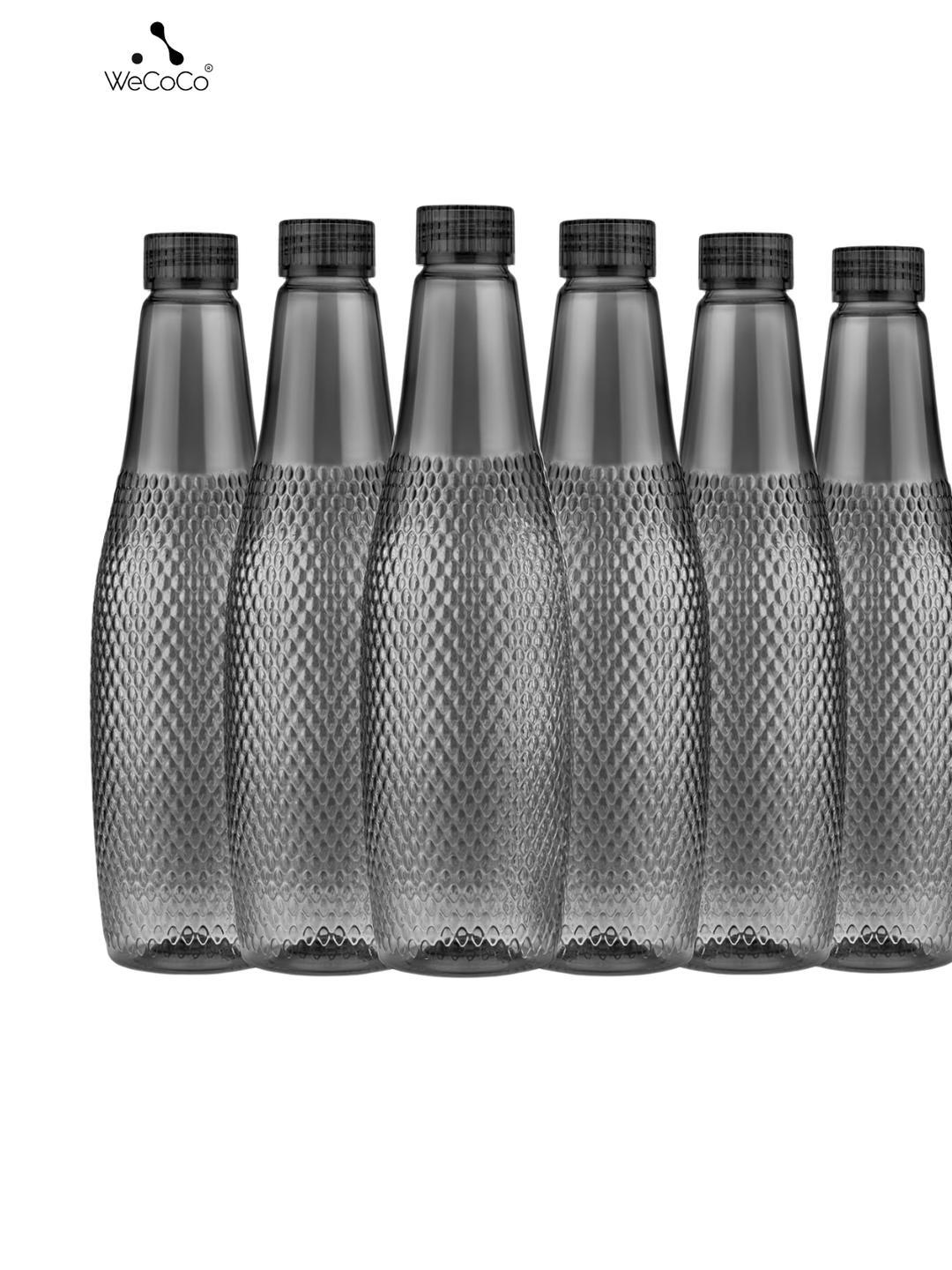 Buy WeCoCo Black Set Of 6 Plastic Solid Water Bottle - Water Bottle for ...