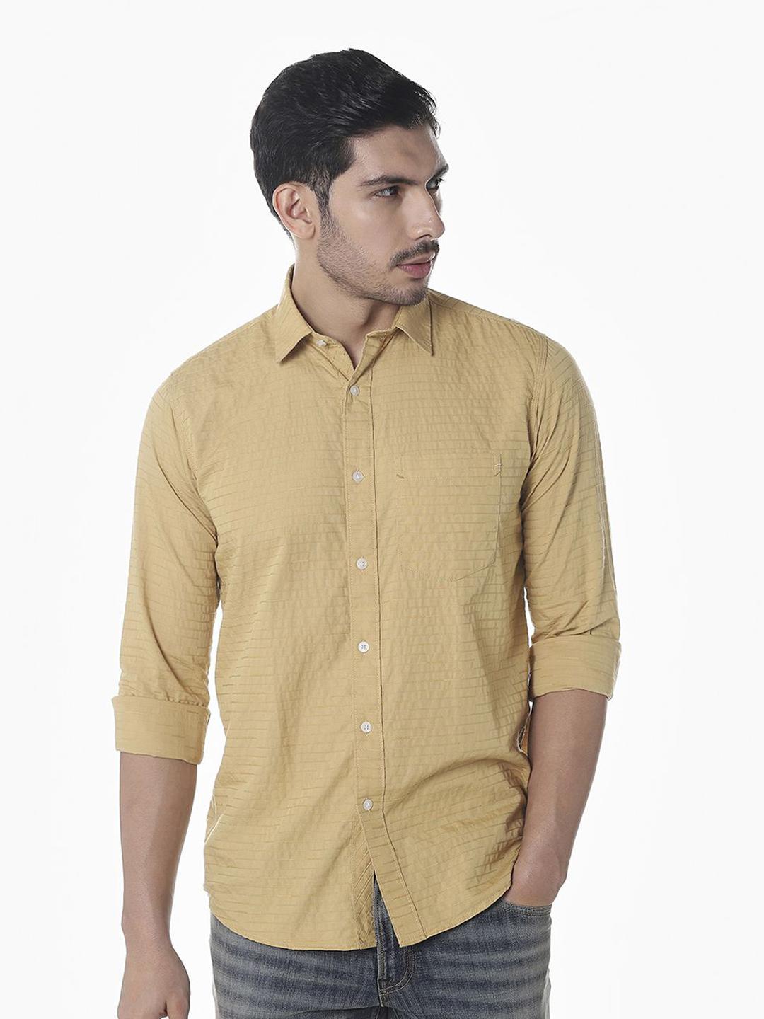 Buy Klub Fox Men Slim Fit Textured Spread Collar Cotton Casual Shirt ...