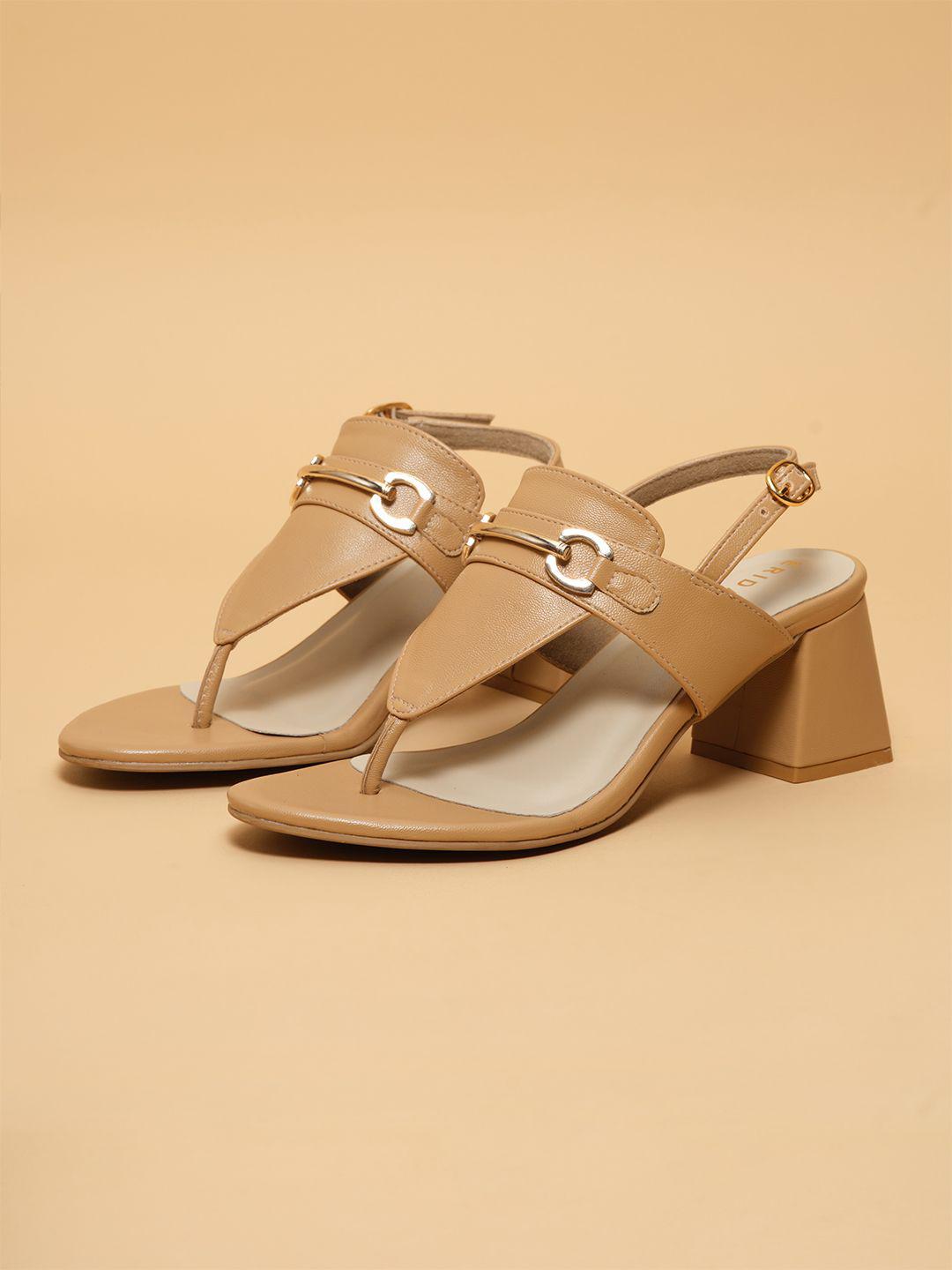 Buy ERIDANI Women Open Toe Slingback Block Heel Sandals With Buckles ...