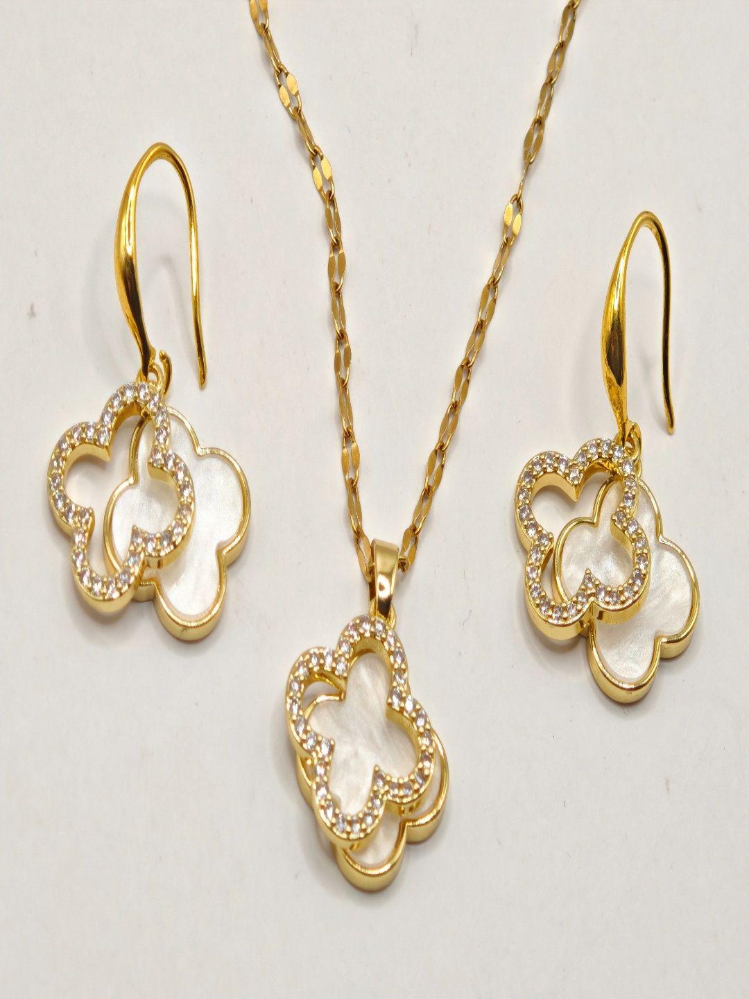 Buy SAPRAA TRENDS Gold Plated American Diamond Studded Jewellery Set ...