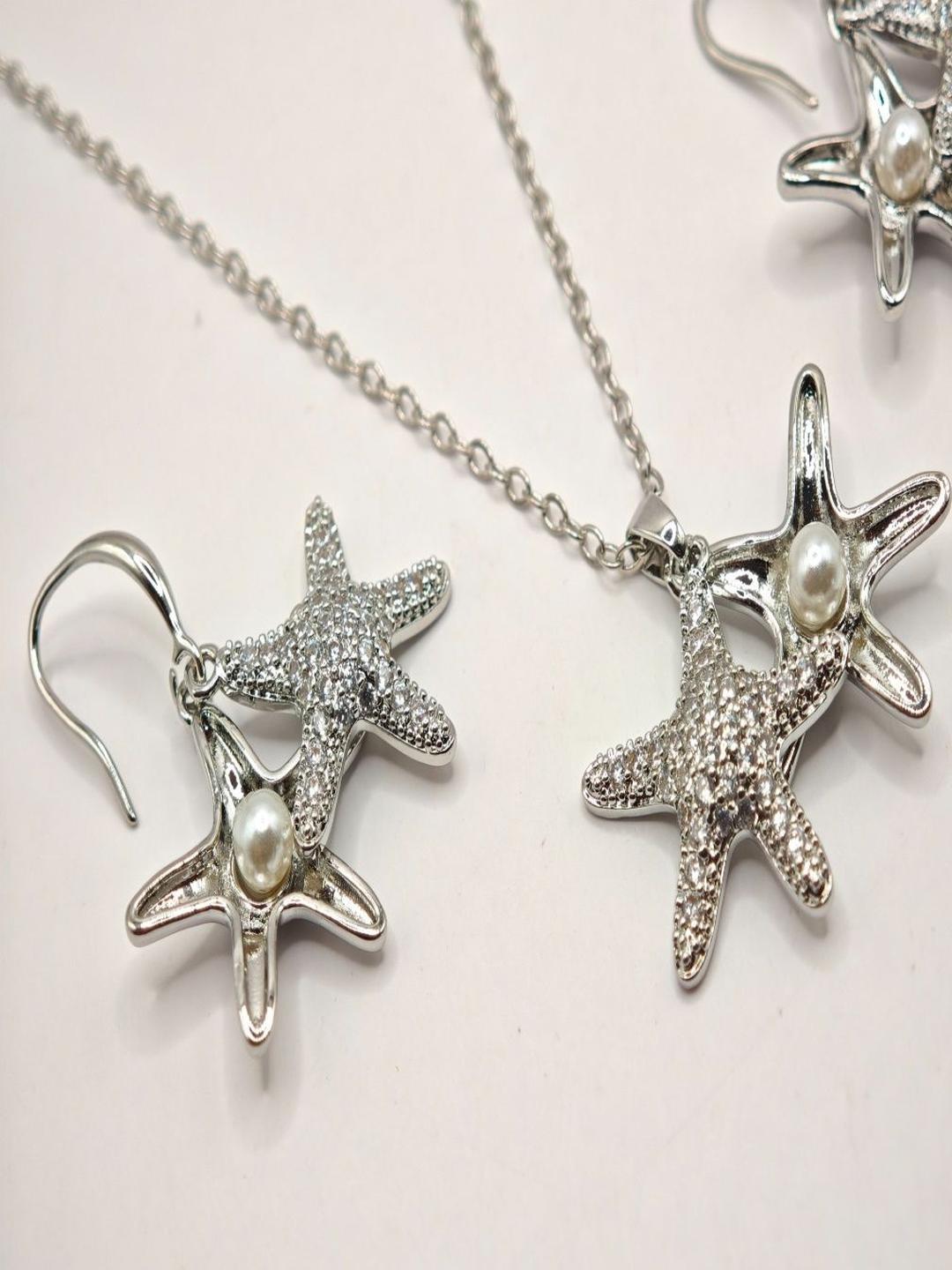 Buy SAPRAA TRENDS Stainless Steel Rhodium Plated AD Studded Double ...