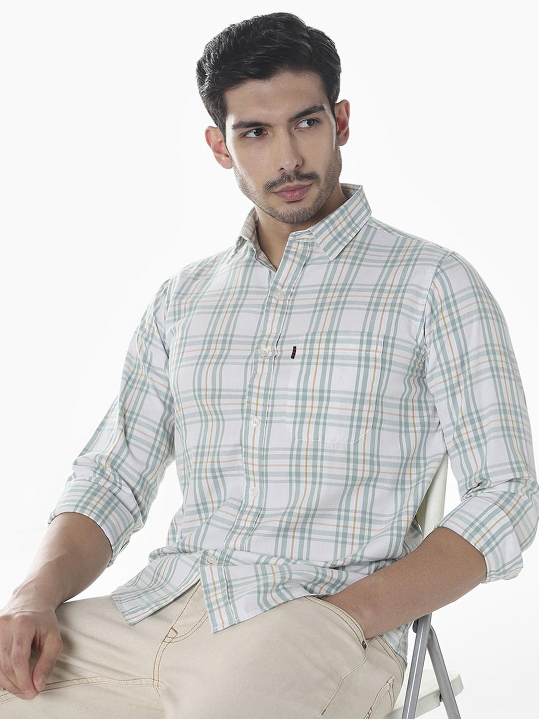 Buy Klub Fox Men Slim Fit Tartan Checked Spread Collar Cotton Casual ...
