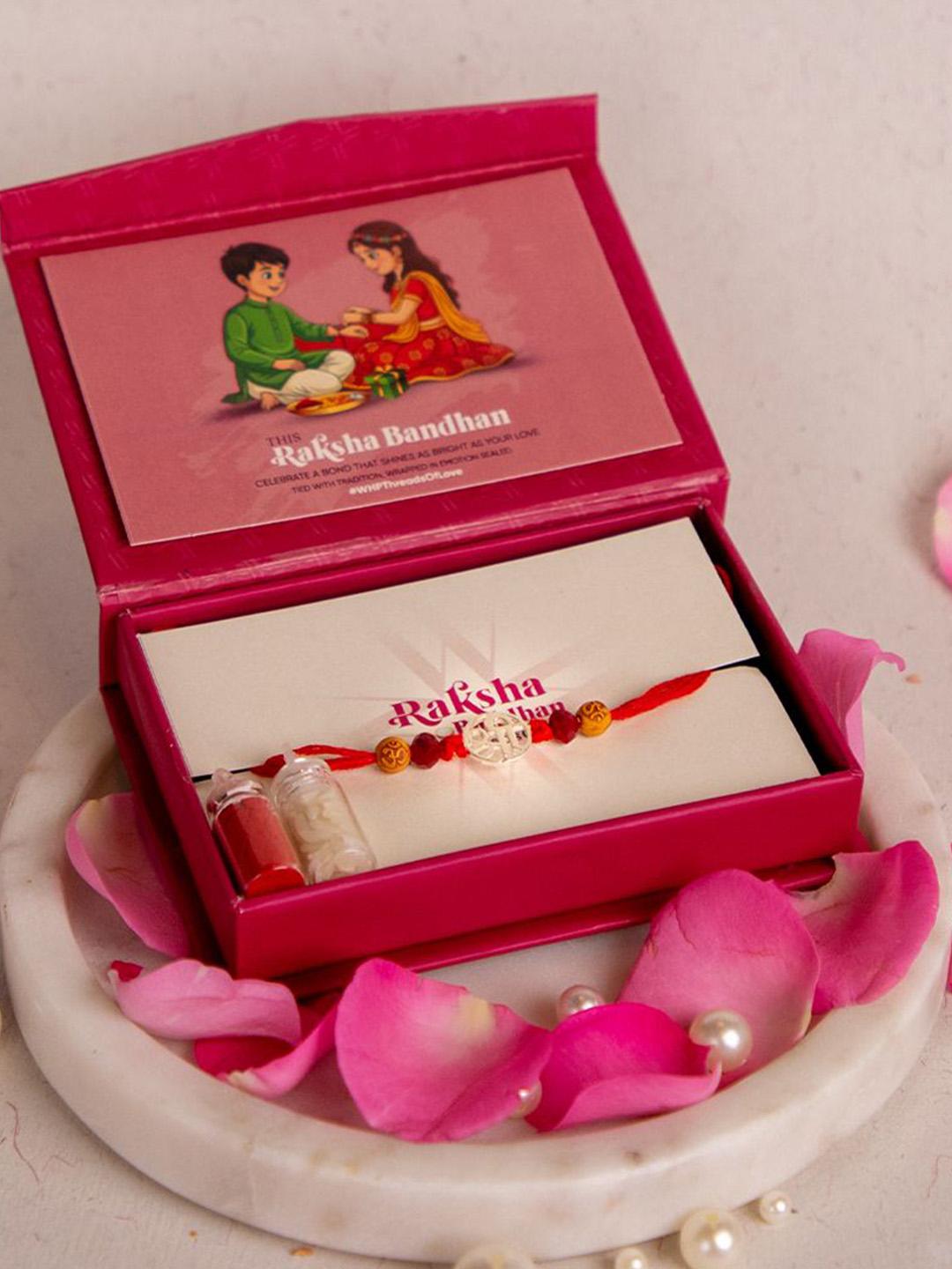 Buy WHP JEWELLERS Silver Artificial Beaded Thread Rakhi - Rakhi for ...