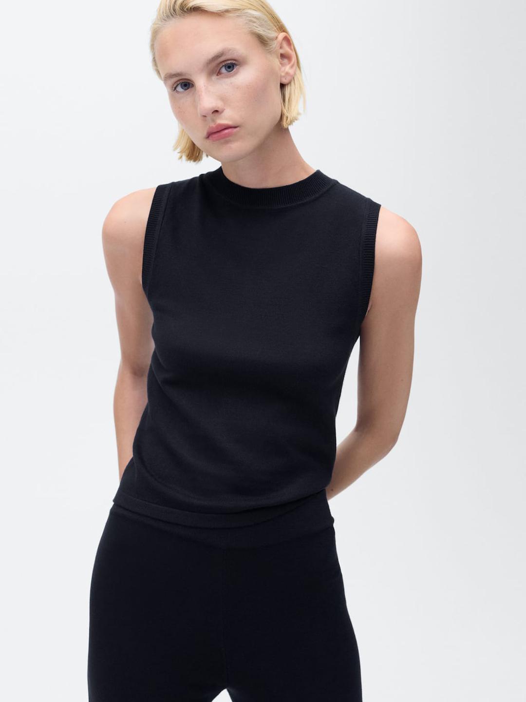 Buy MANGO Round Neck Sleeveless Knitted Top - Tops for Women 35962967 ...