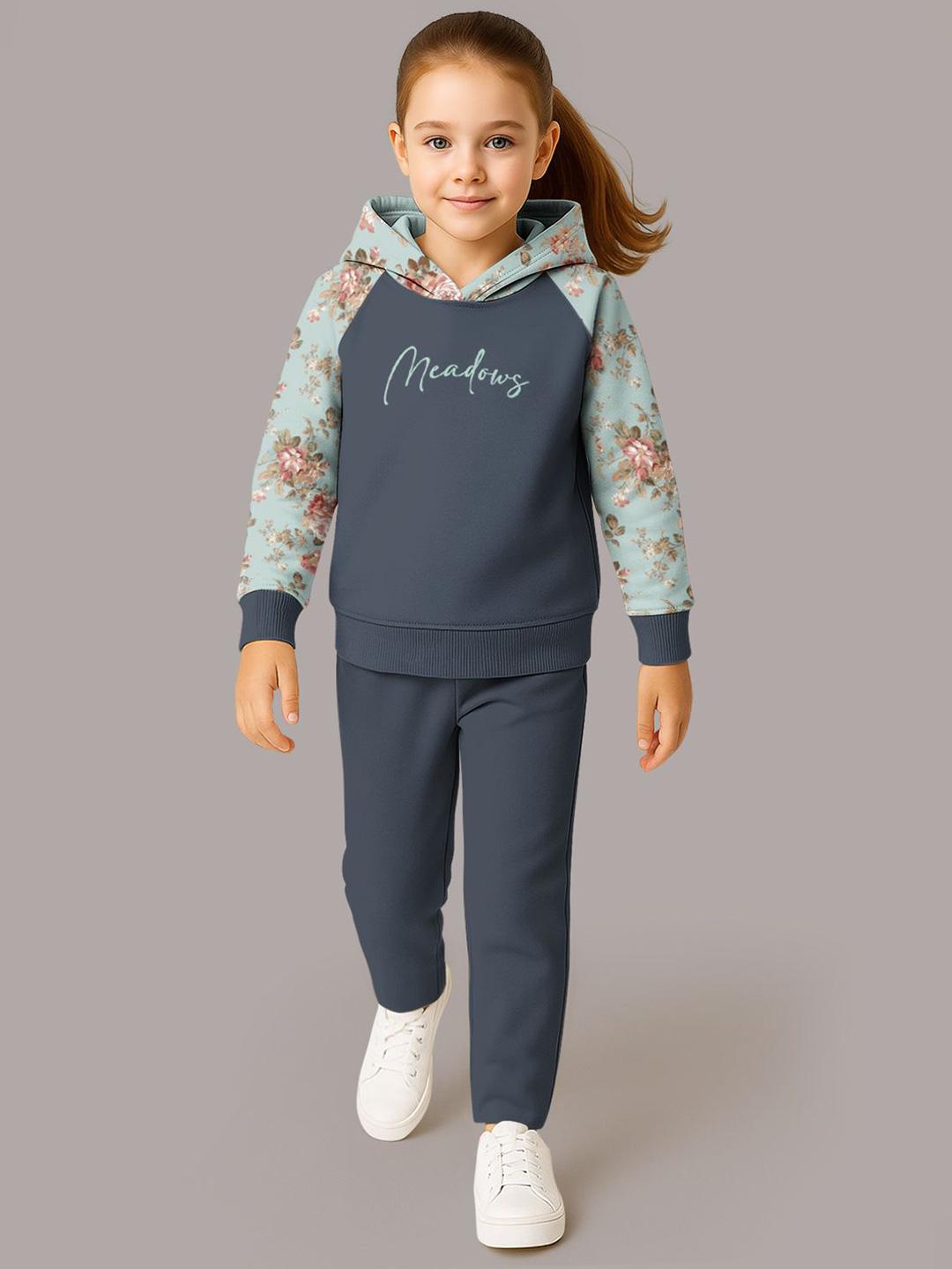 Buy HELLCAT Girls Printed Hooded Sweatshirt With Trouser - Clothing Set ...